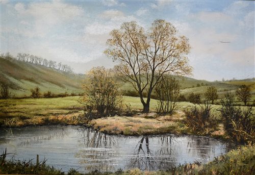Lot 581 - F Sheppard, autumn landscape with trees and