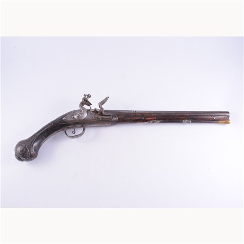 Lot 260 - Arab flintlock pistol, 35cm blade, full