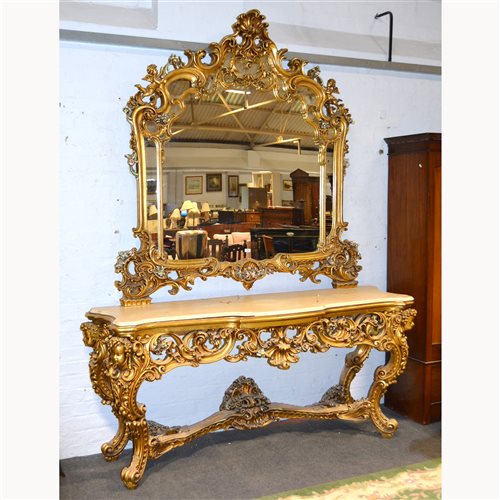 Lot 525 - Reproduction Florentine style console table,