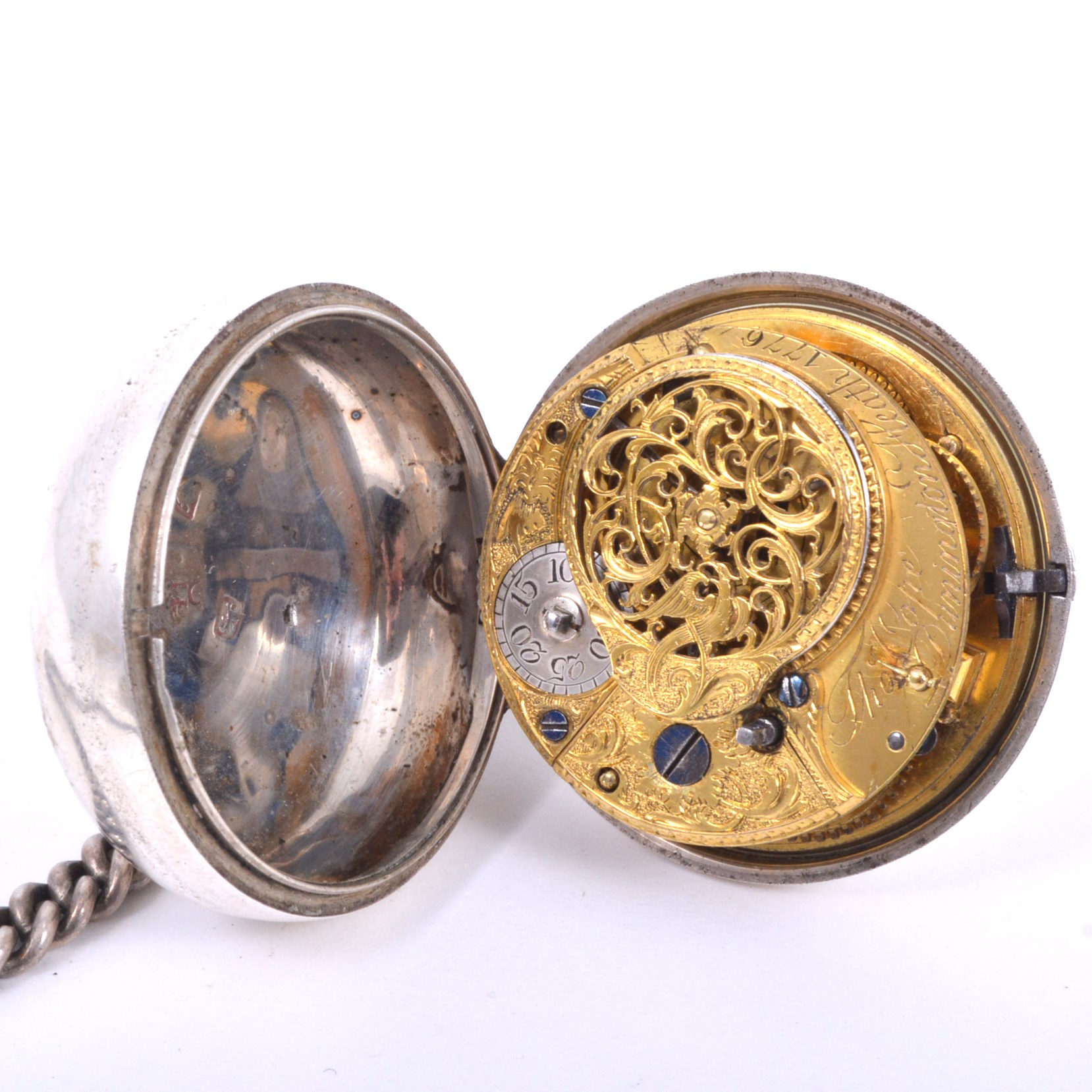 Lot 60 - George III silver pair-cased pocket watch,