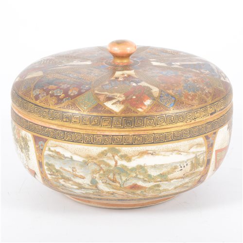 Lot 138 - A Satsuma jar, black ground cartouche mark,