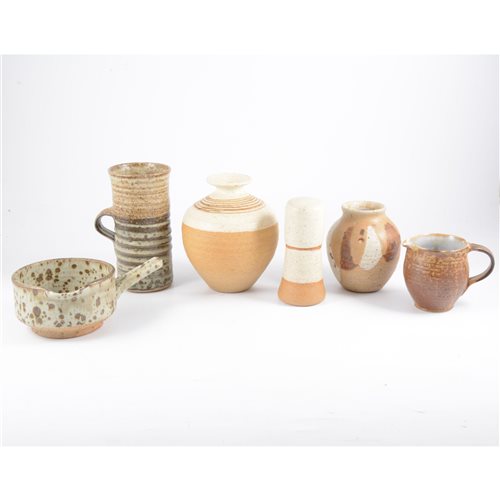 Lot 545 - Six assorted studio pottery stoneware items,