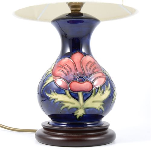 Lot 16 - A Moorcroft table lamp, "Anenome" pattern on..