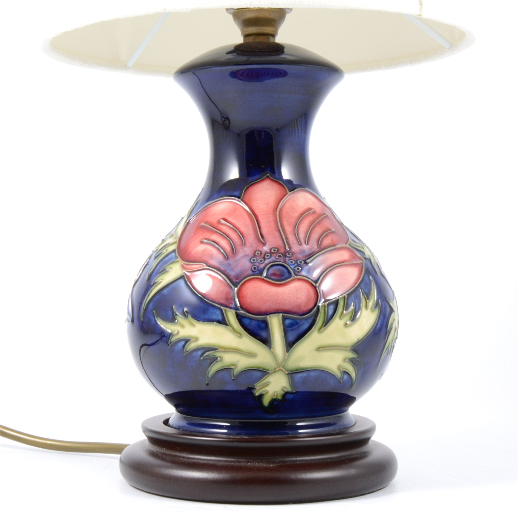 Lot 16 - A Moorcroft table lamp, "Anenome" pattern on..