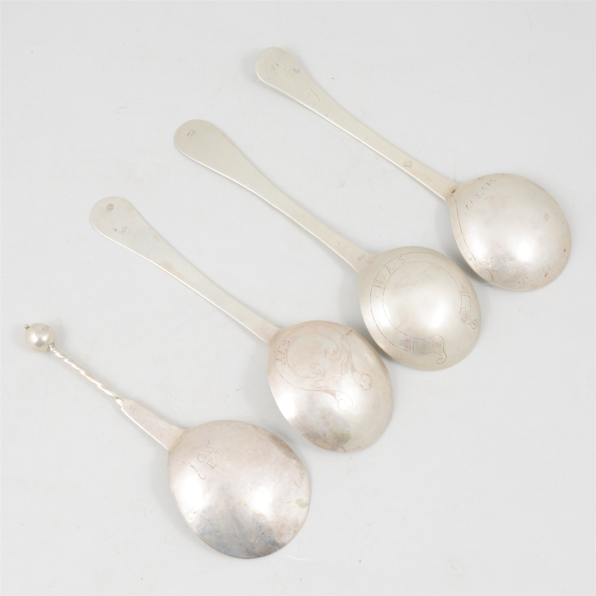Lot 12 - Scandinavian bead top spoon, back engraved