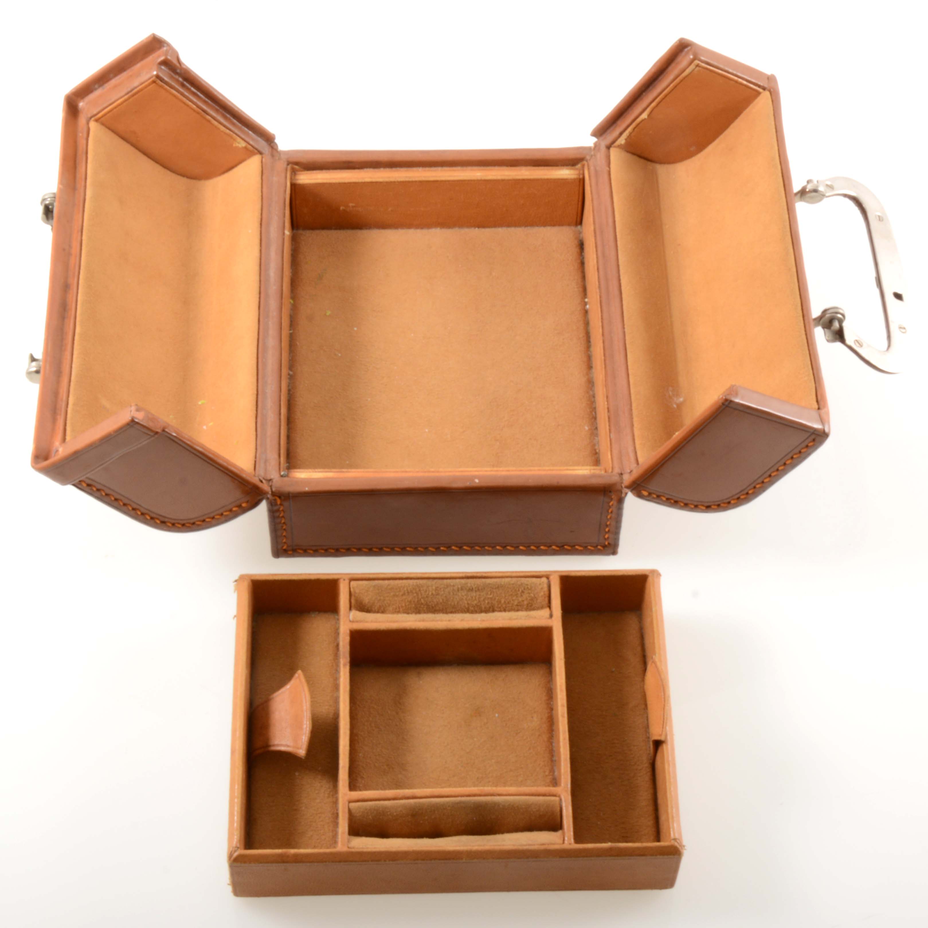 Lot 272 - A tan leather jewellery case with lift out