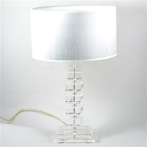 Lot 496 - A modern table lamp, clear perspex column on