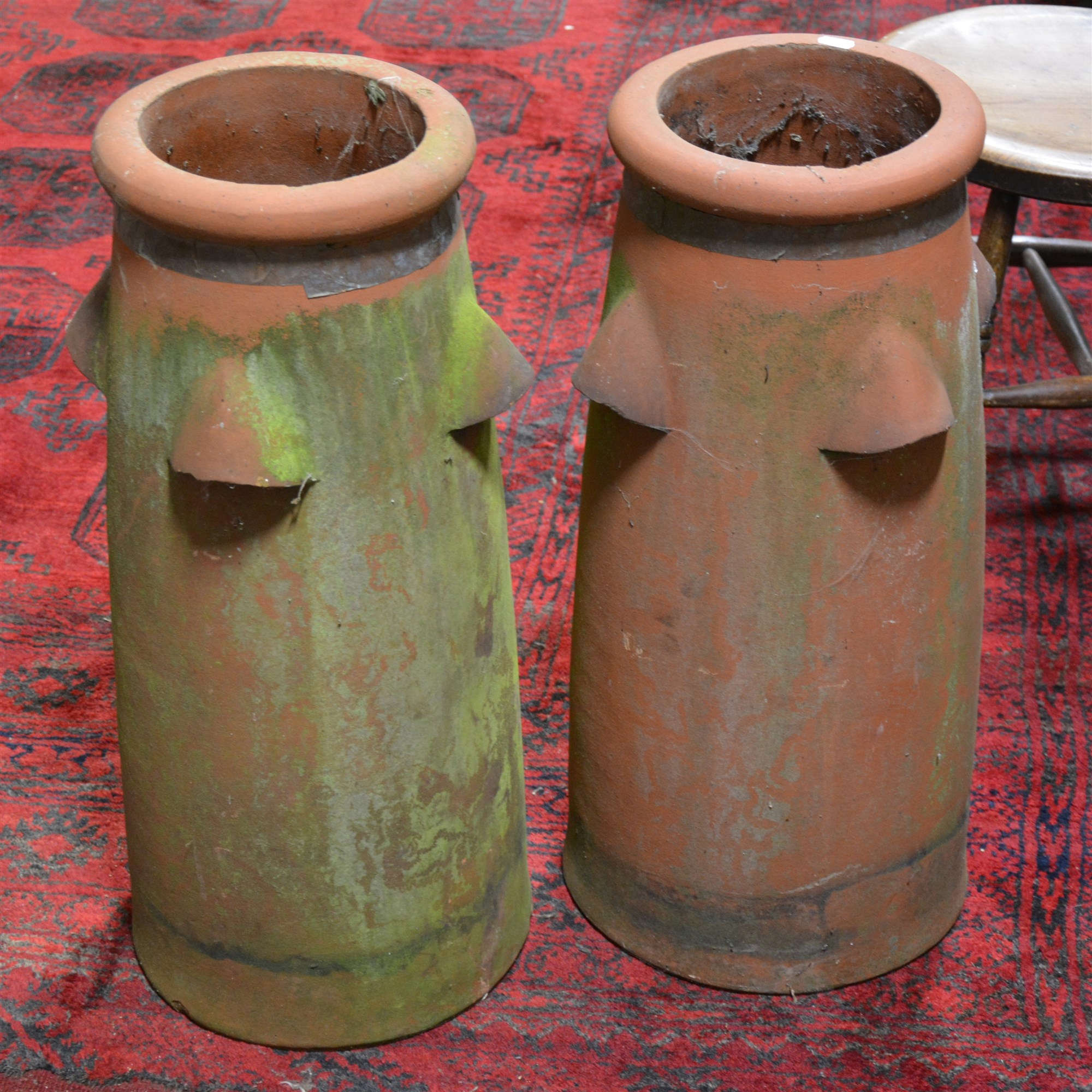Lot 475 - Pair of terracotta vented chimney pots,