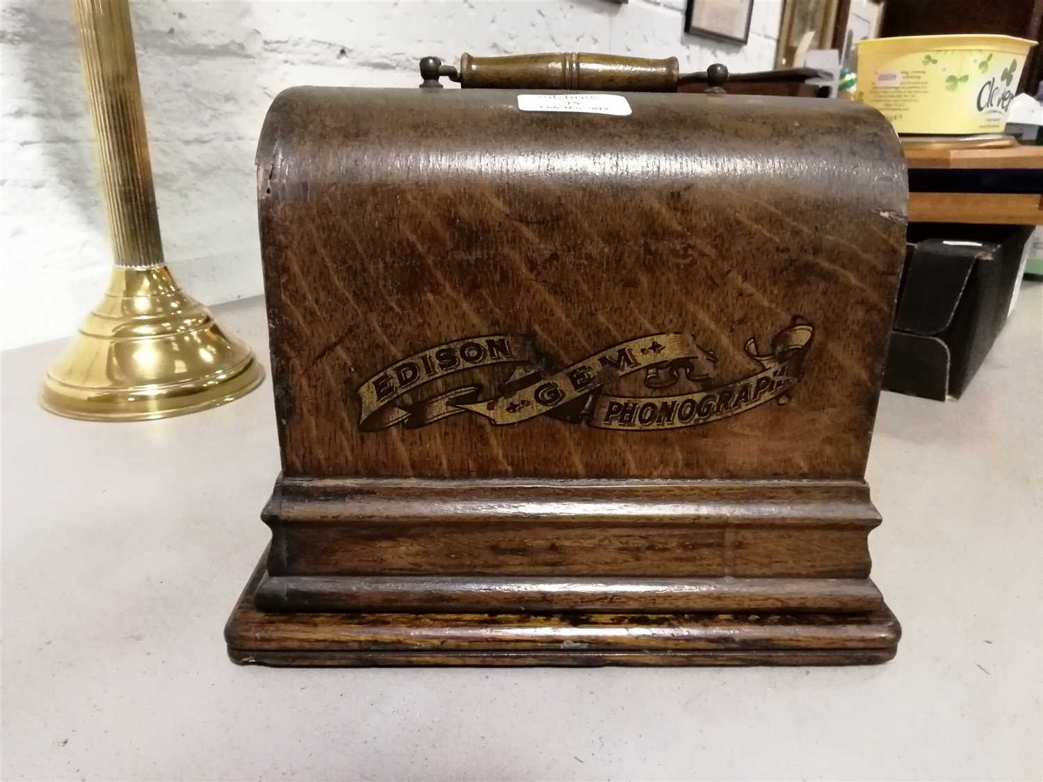 Lot 75 - An Edison "Gem" phonograph in oak case with