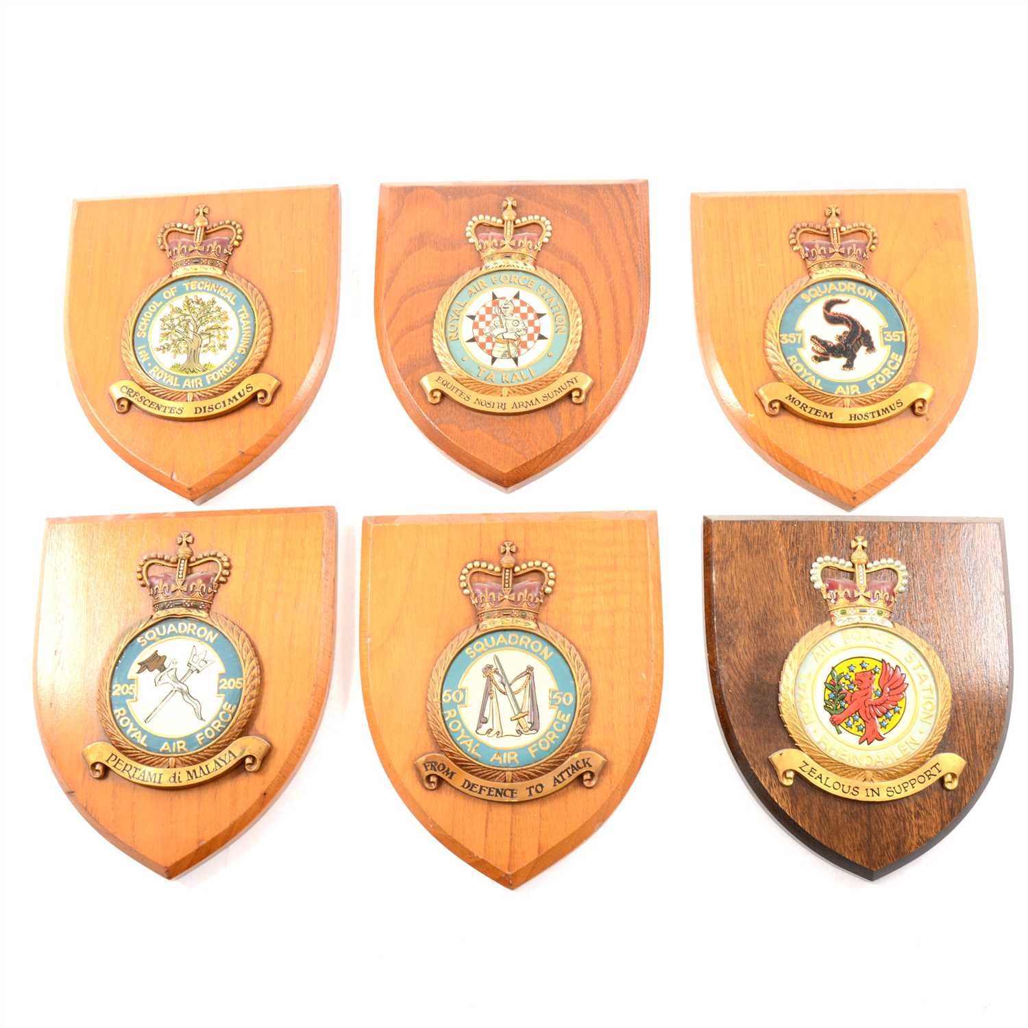 Lot 163 - Forty-three wooden shields mostly Royal Air