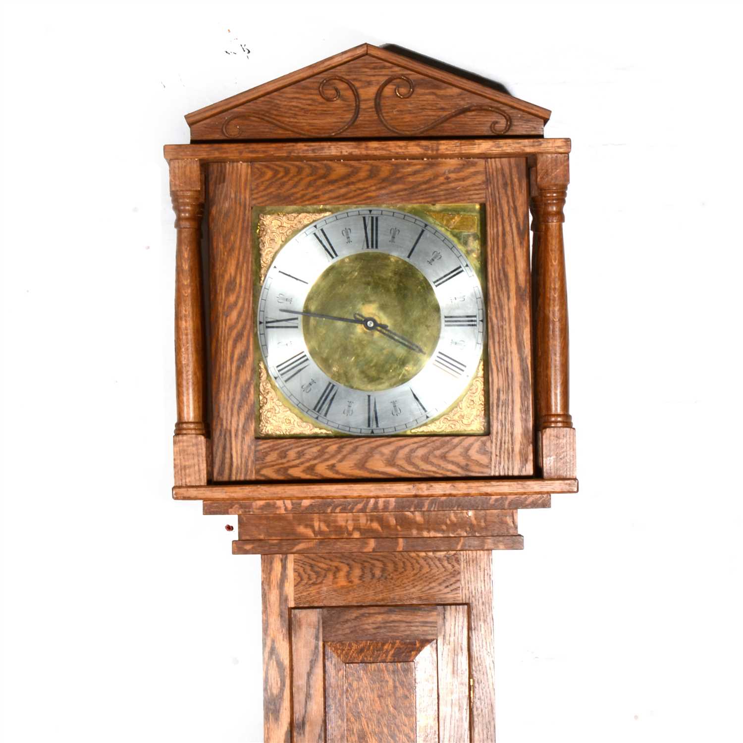 Lot 343 - Contemporary oak longcase clock, square