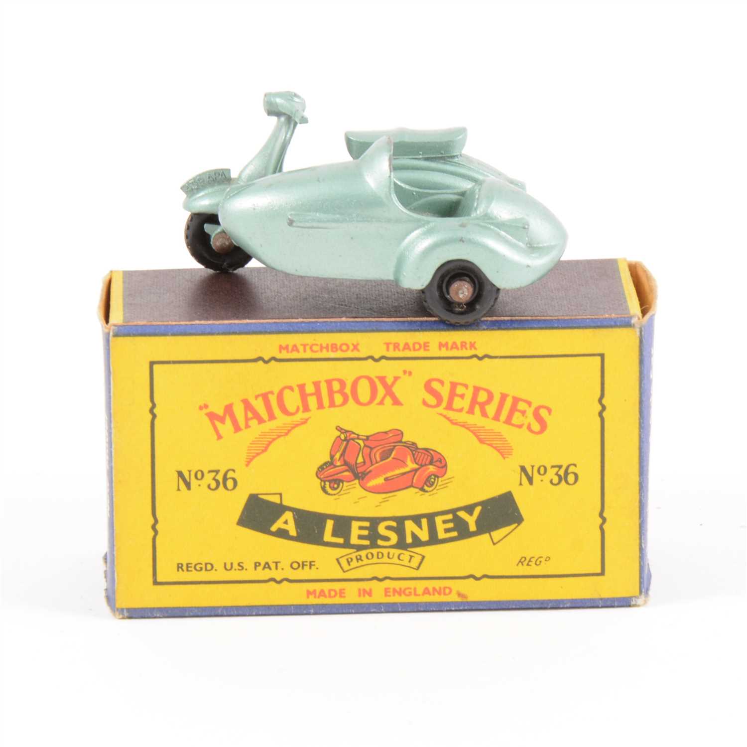 Lot 261 - Matchbox Toys; no.36 Lambretta and side car,