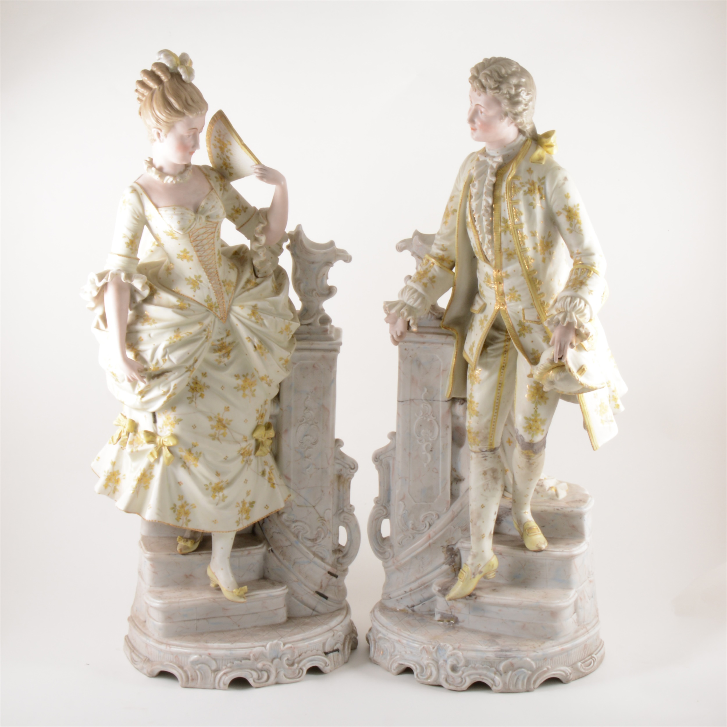 Lot 502 - A pair of large French porcelain figures,