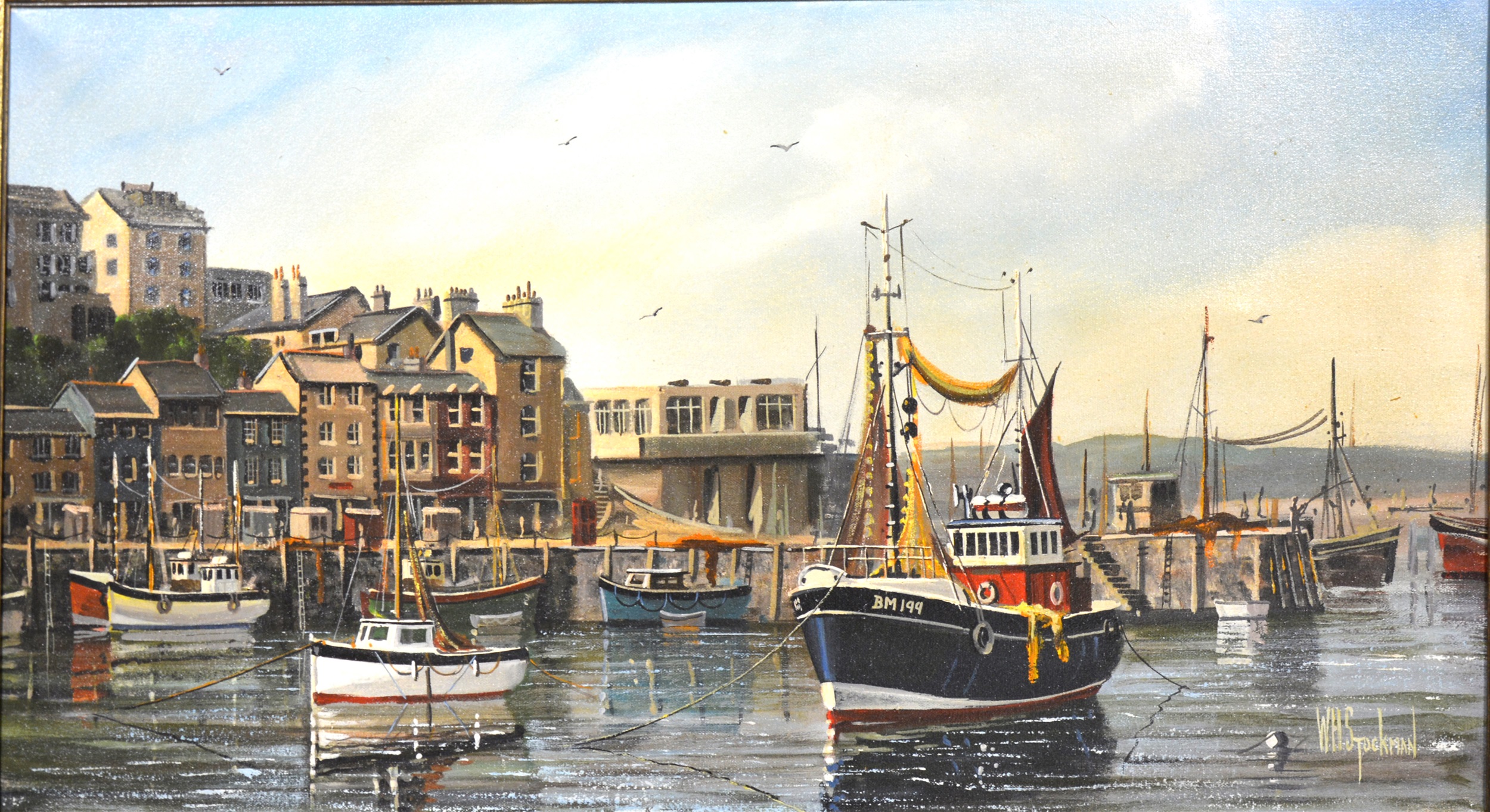 Lot 529 - William H. Stockman, Brixham Harbour, oil on