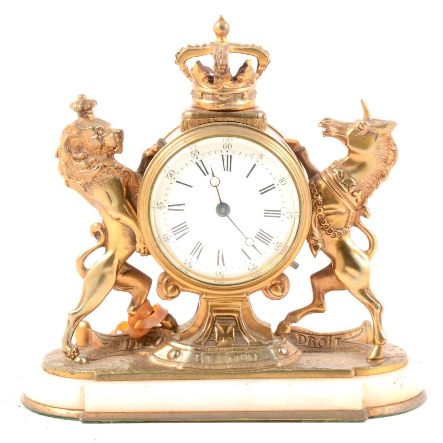 Lot 271 - A gilt metal mantel clock, designed as a