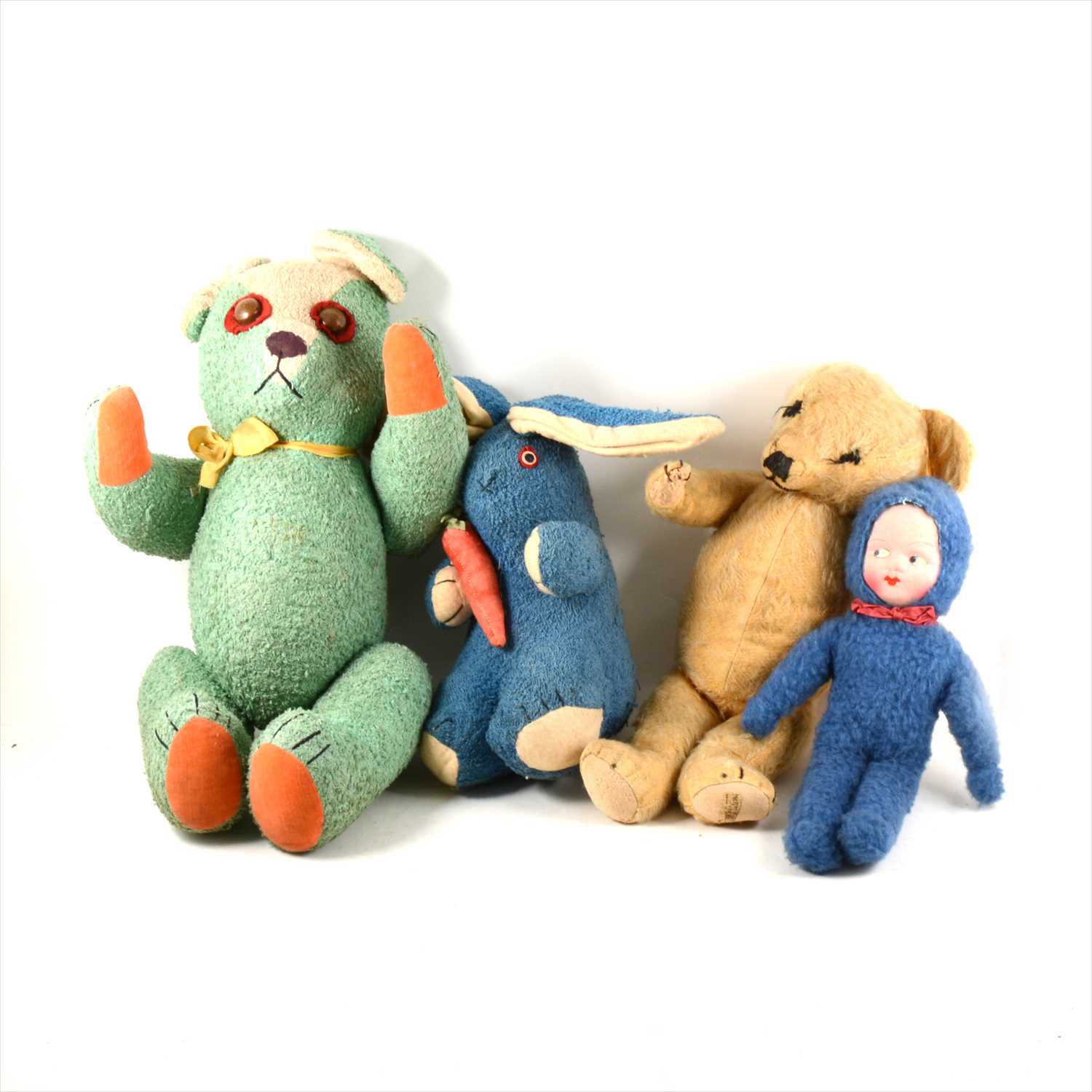 Lot 181 - Merrythought teddy bear, and soft toys in a