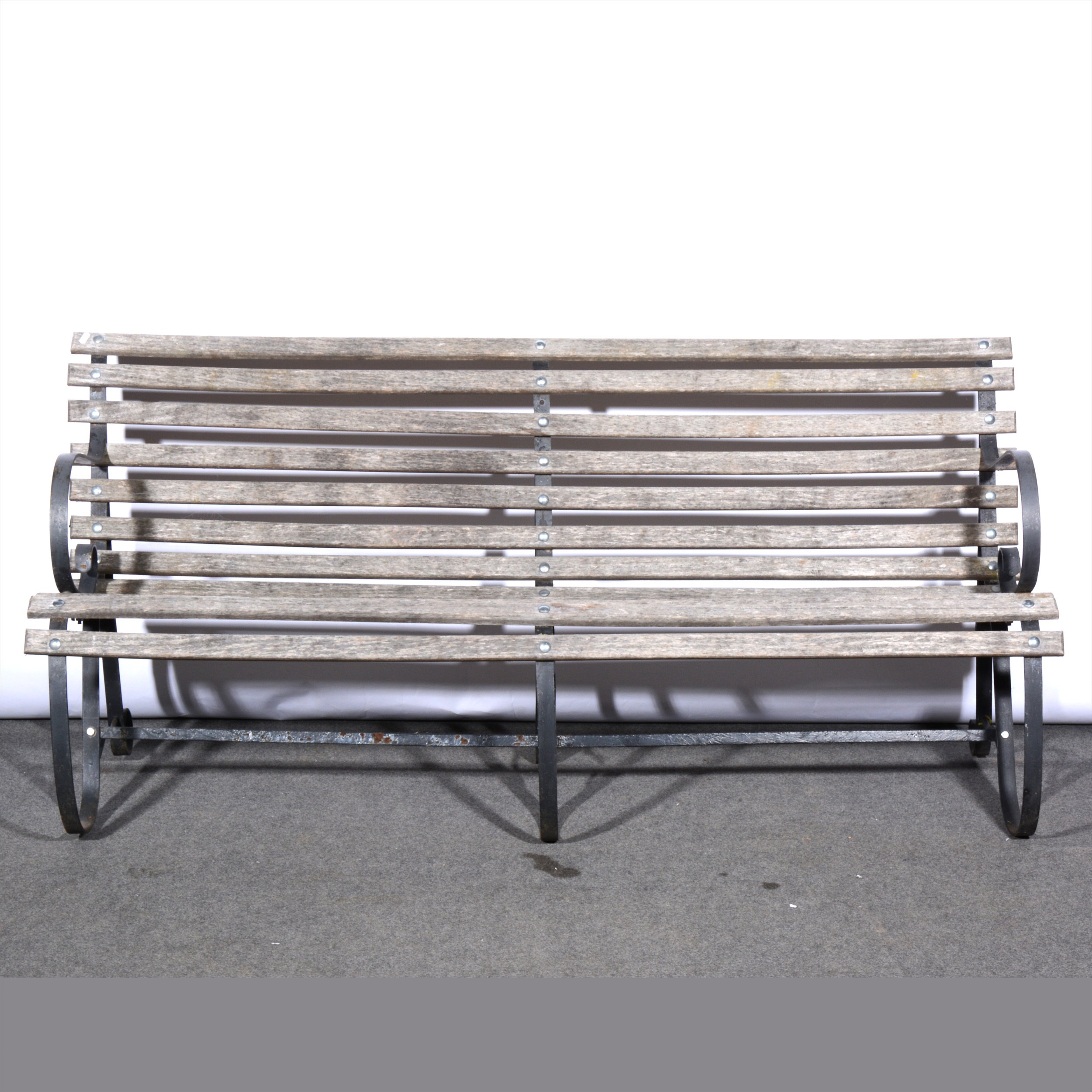 Lot 567 - A slatted wooden garden bench,