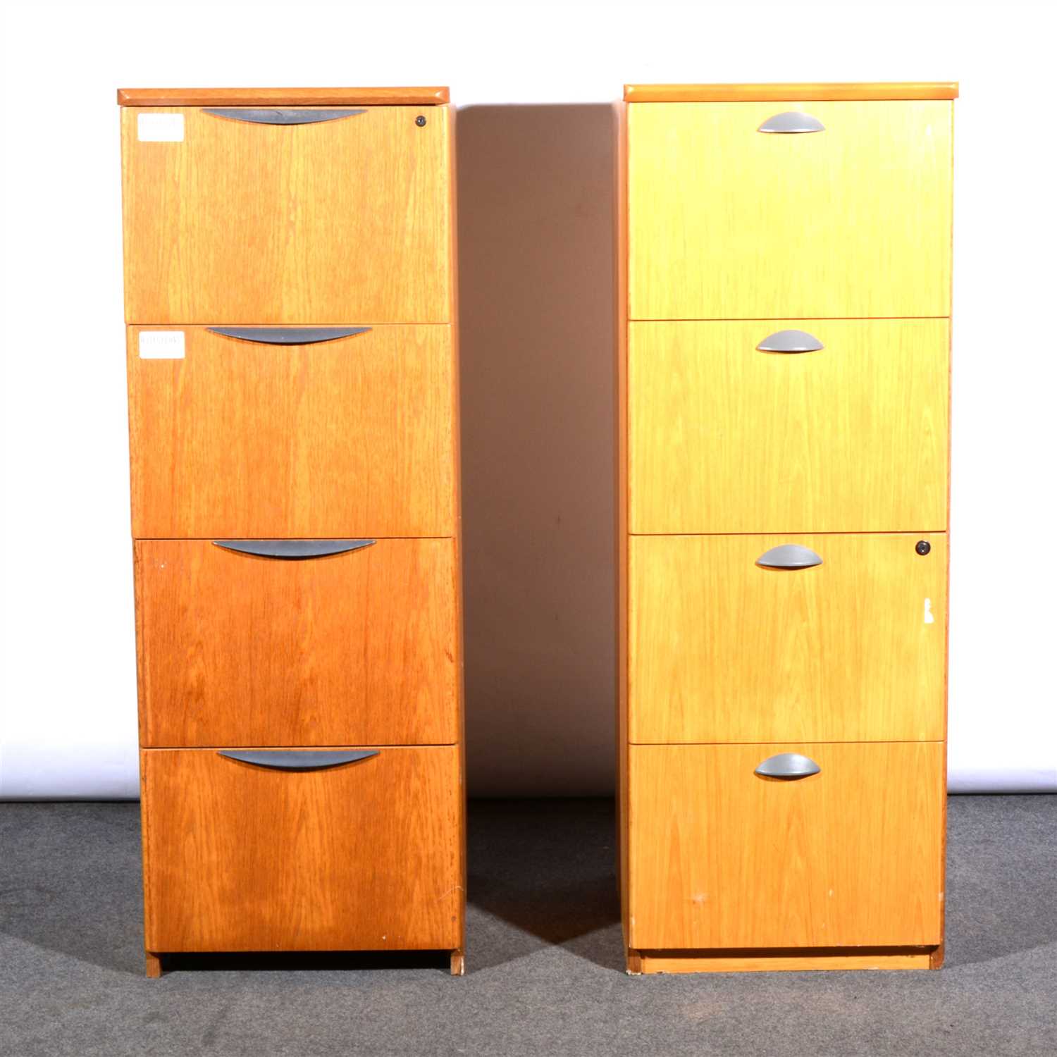 Lot 358 - A modern teak finish four-drawer filing