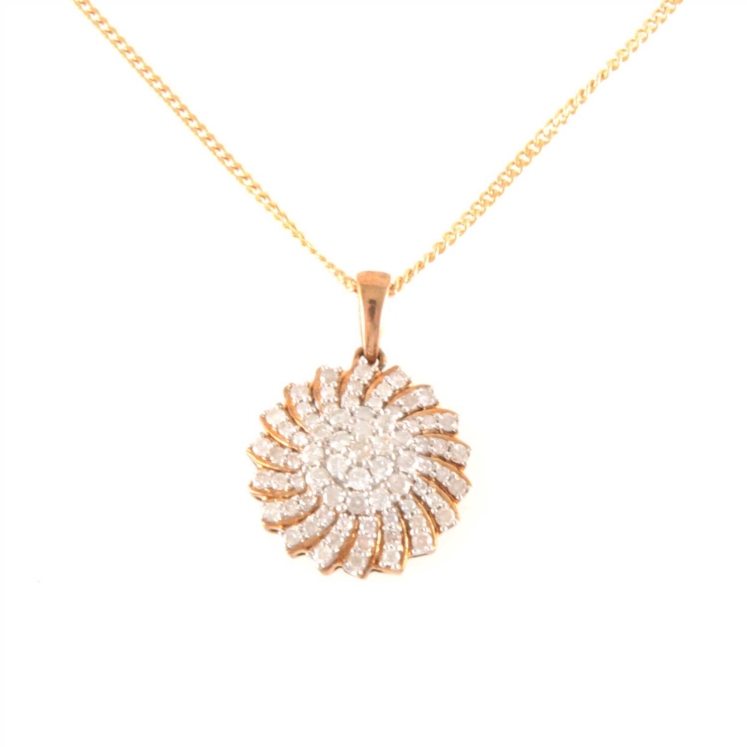 Lot 247 - A circular diamond cluster pendant and chain