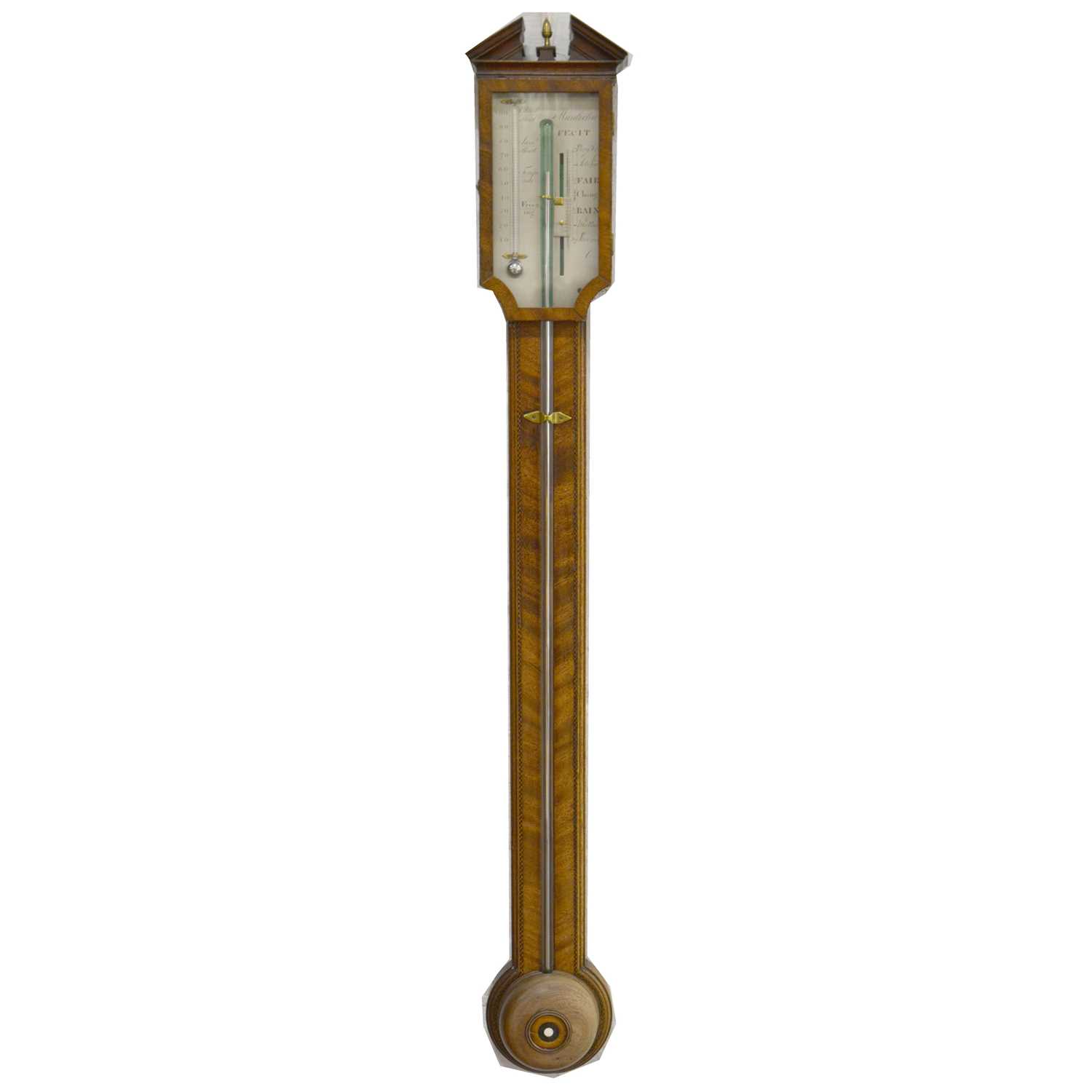 Lot 399 - George III mahogany stick barometer,