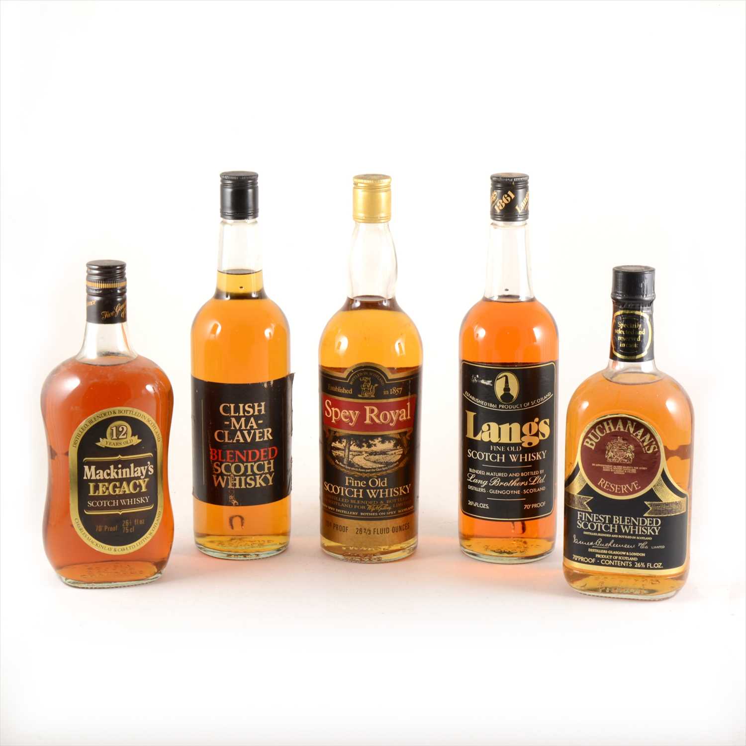 Lot 285 - Five bottles of blended Scotch whisky, 1970s