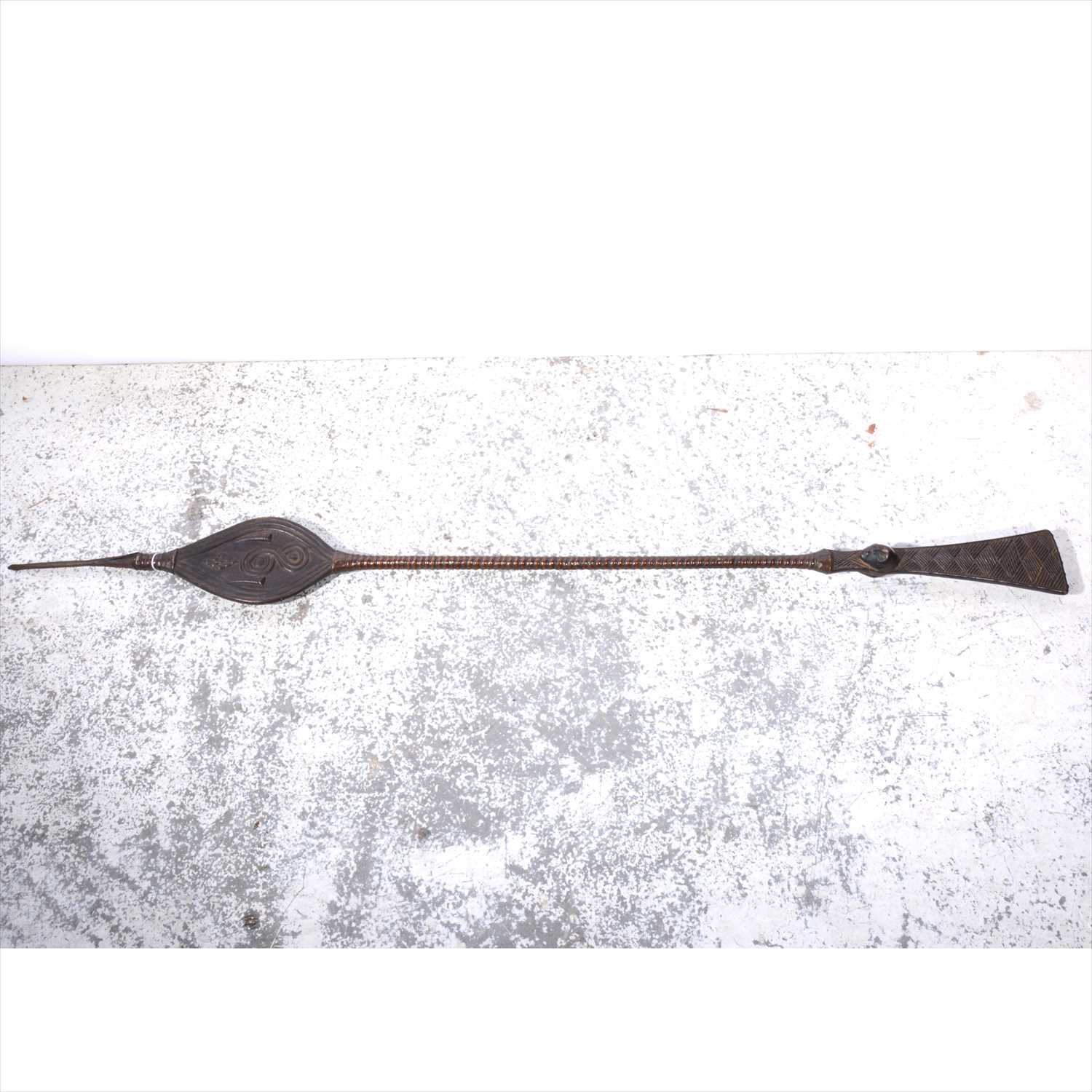 Lot 132 - African ceremonial tribal spear, copper