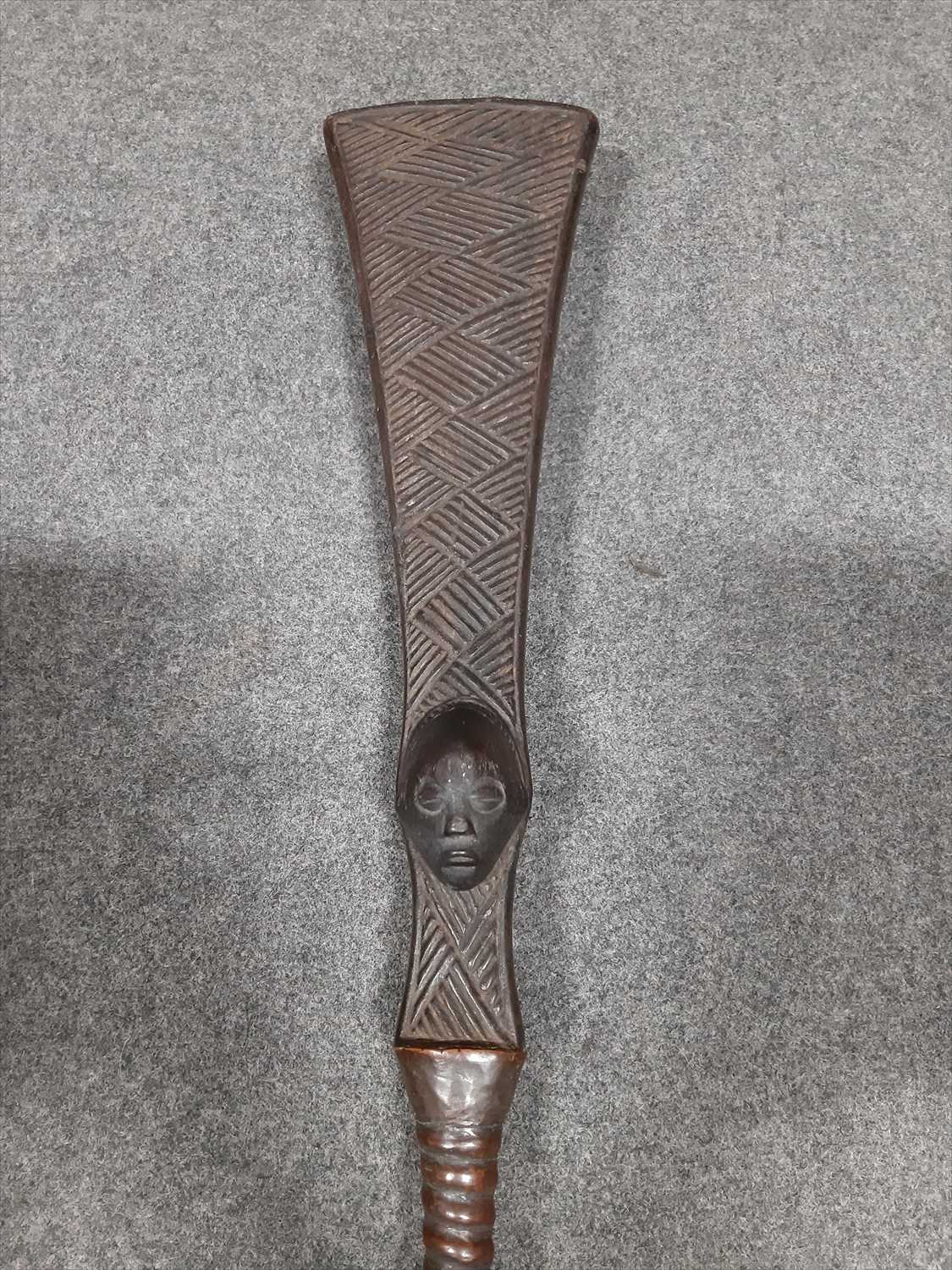 Lot 132 - African ceremonial tribal spear, copper