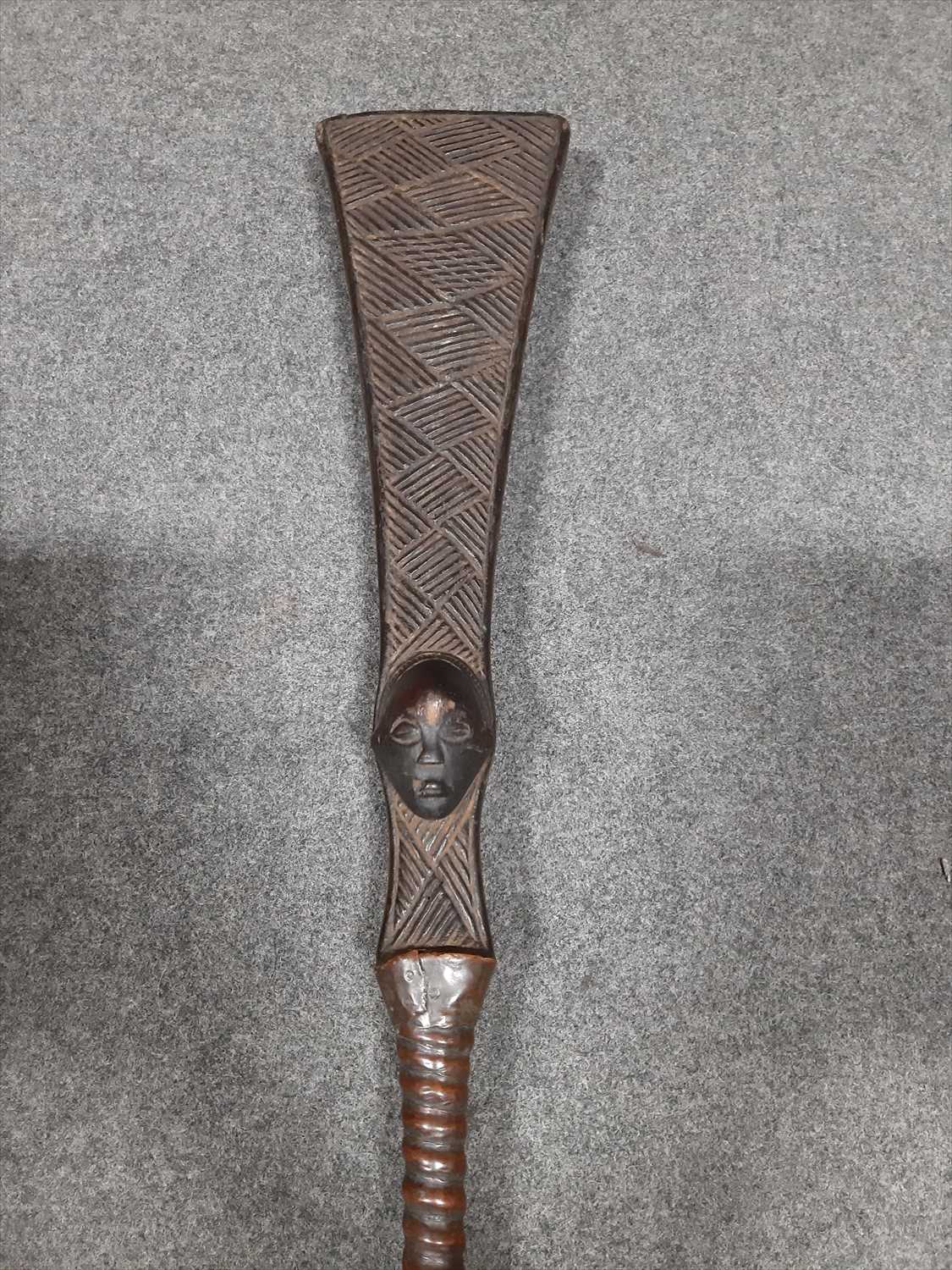 Lot 132 - African ceremonial tribal spear, copper