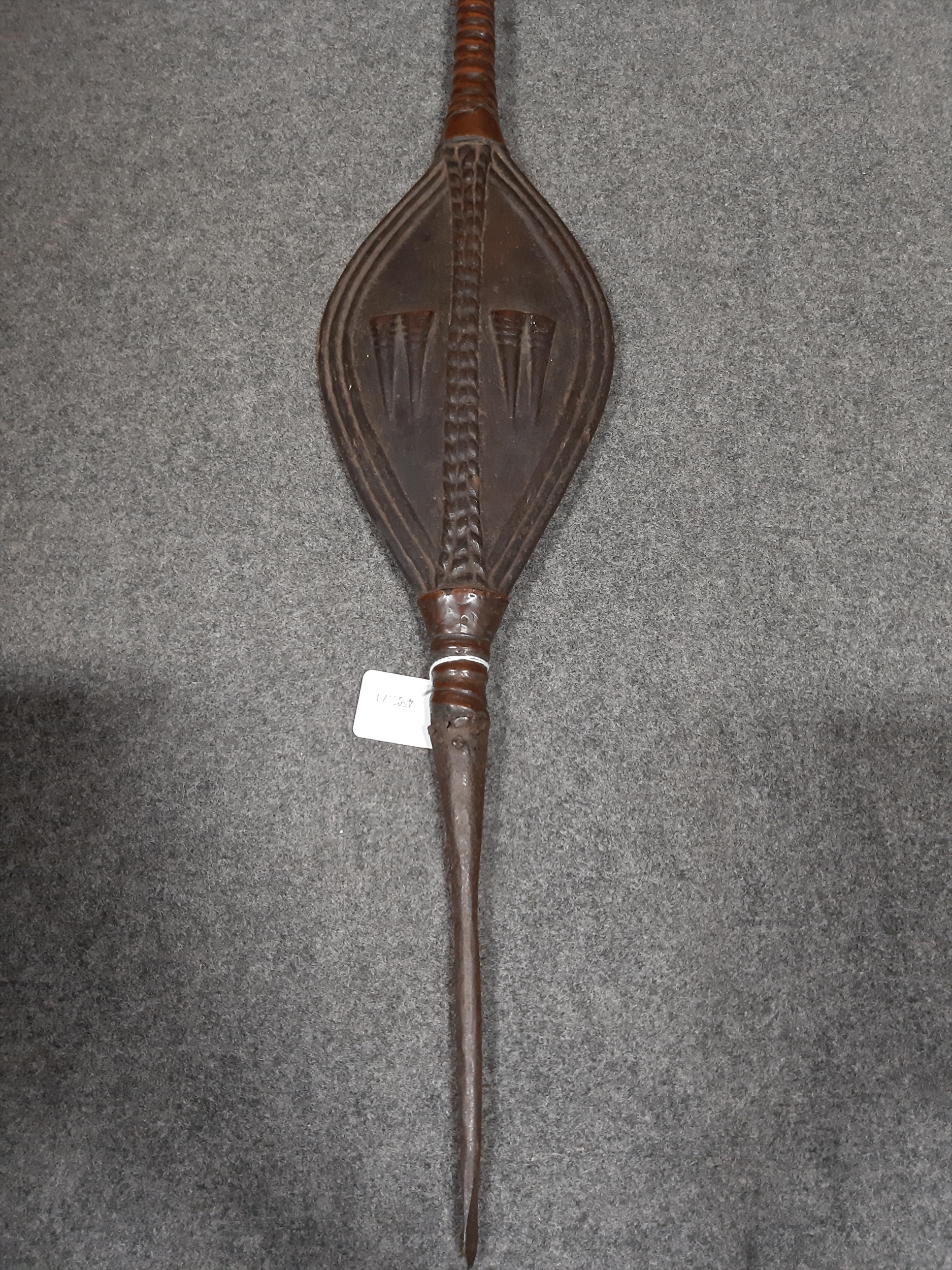 Lot 132 - African ceremonial tribal spear, copper