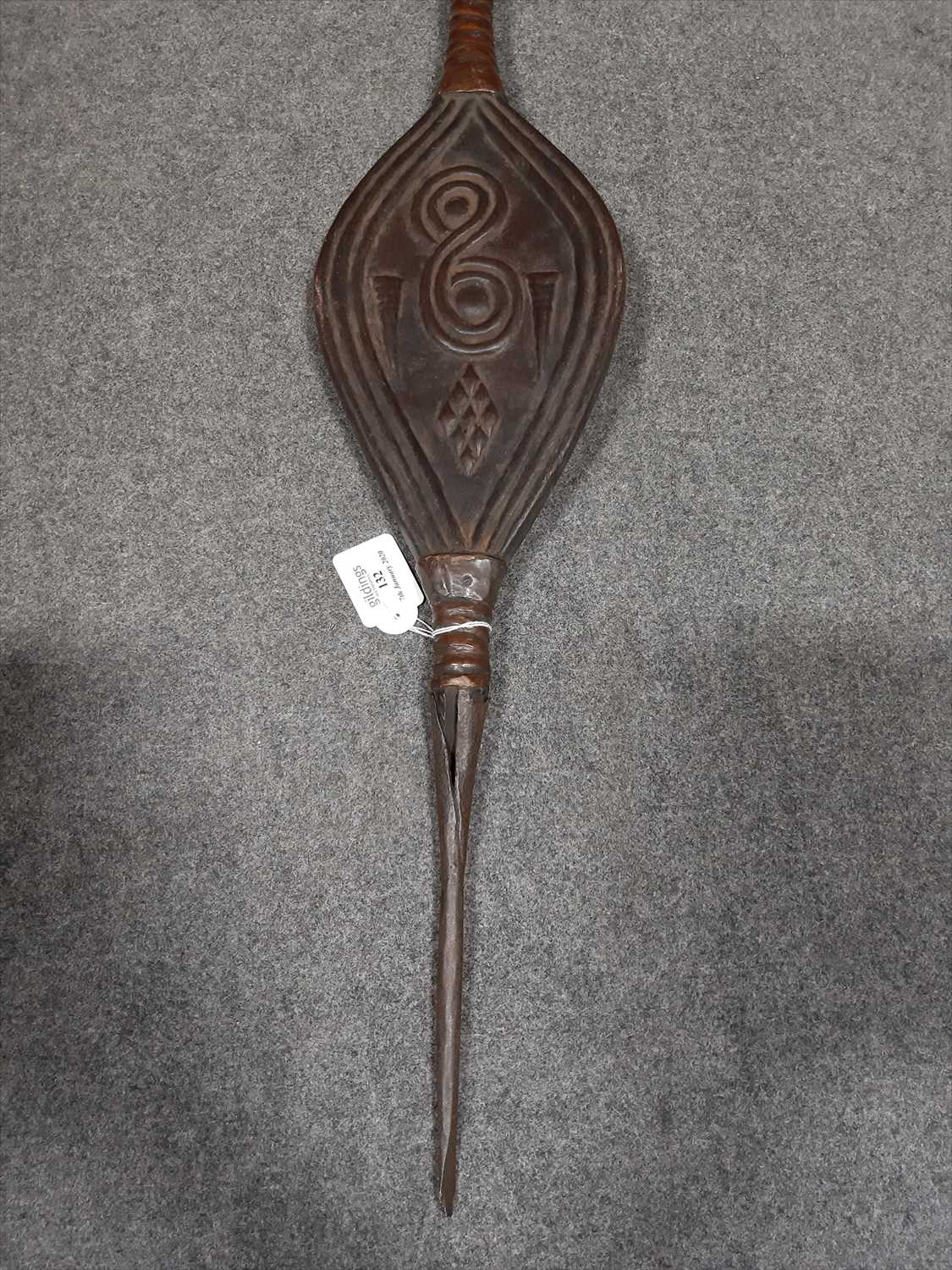 Lot 132 - African ceremonial tribal spear, copper