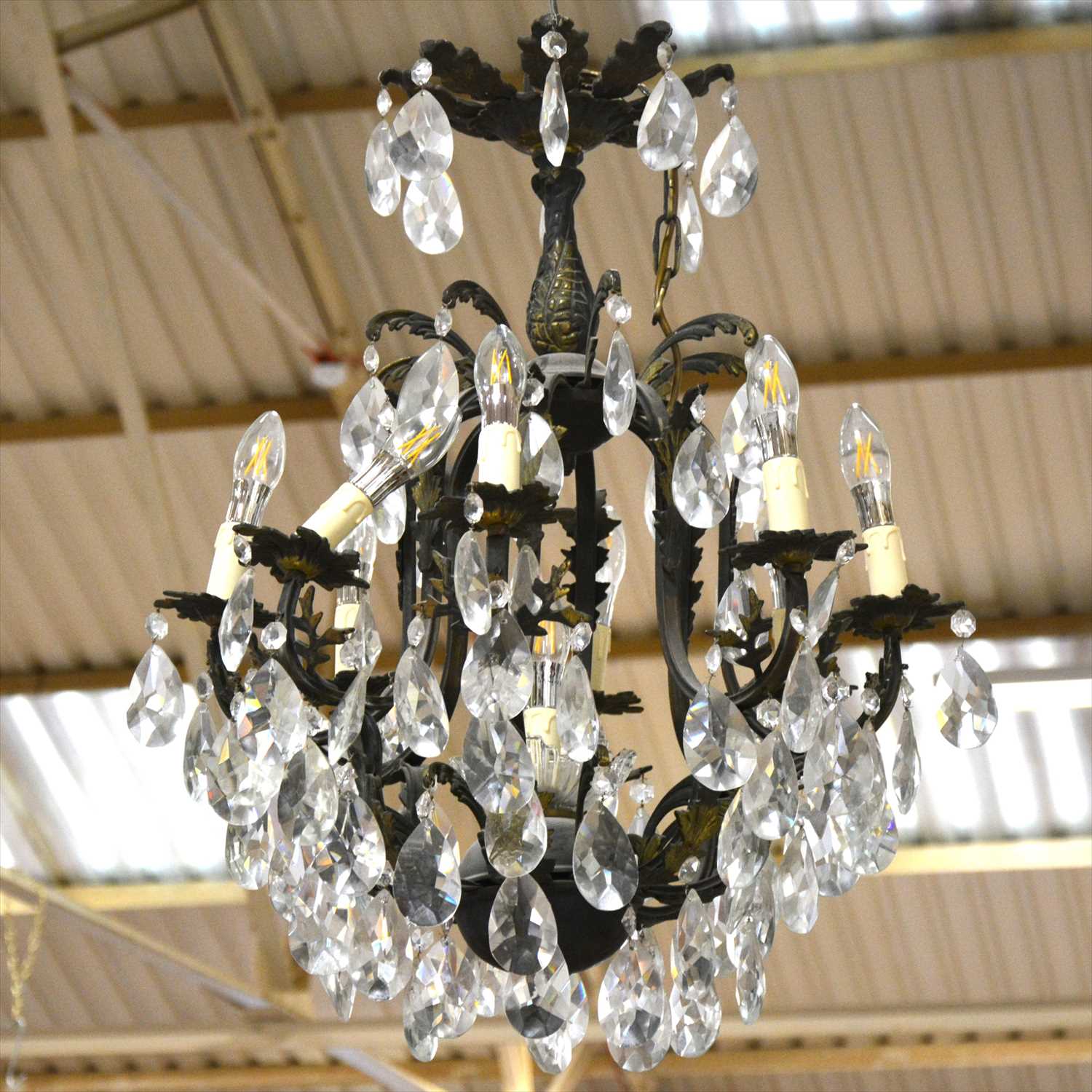 Lot 325 - Cast and gilt metal hanging centre light,,