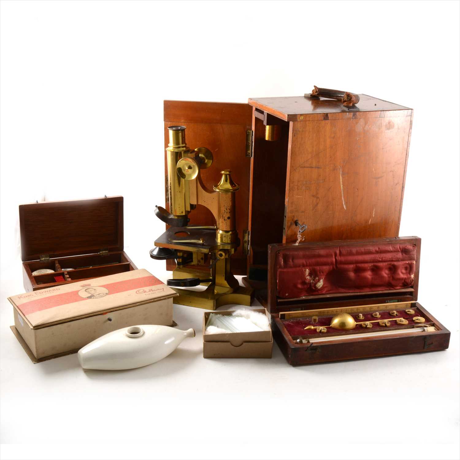 Lot 218 - A Ross "Eclipse" brass microscope, glass