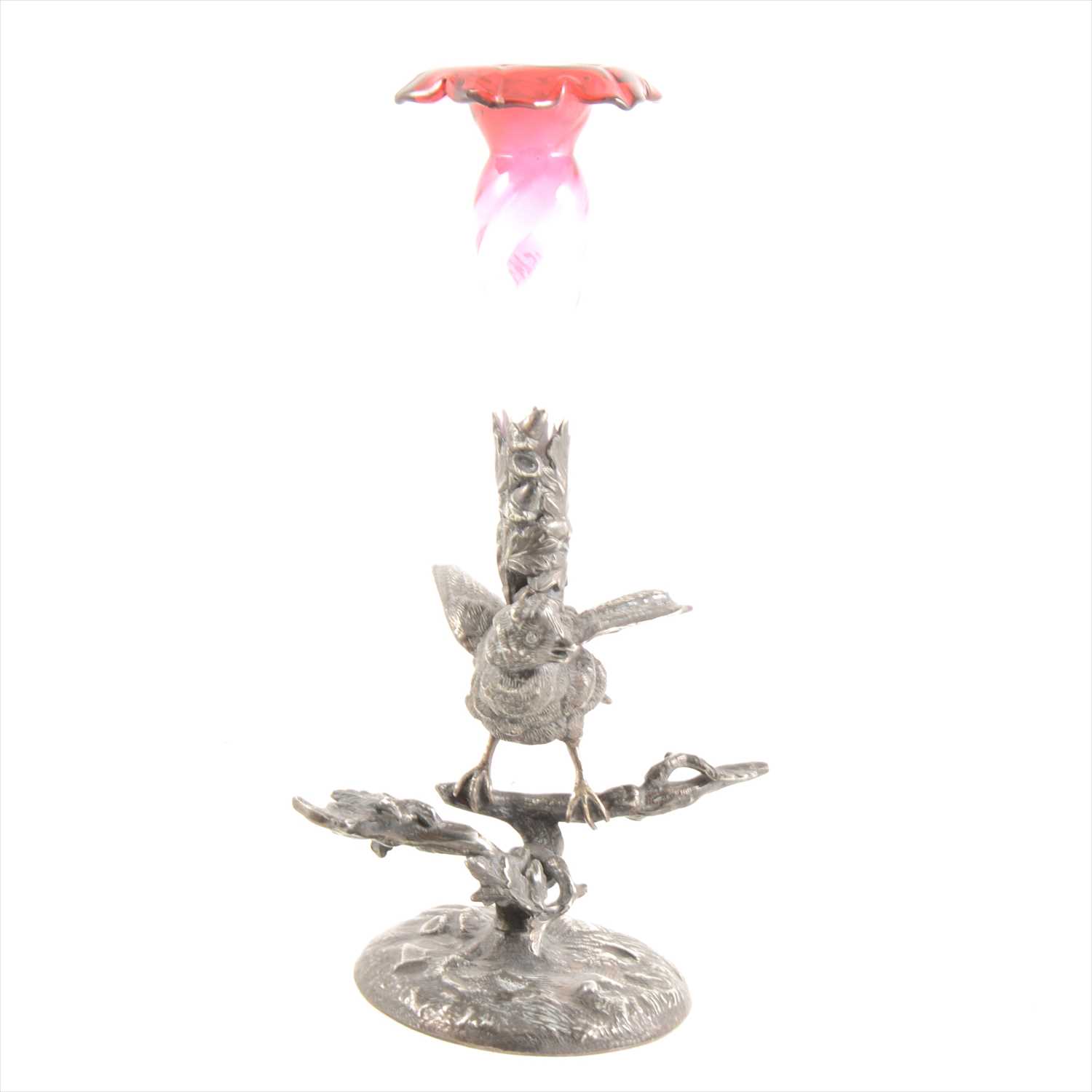 Lot 163 - A Victorian plated spill vase stand,