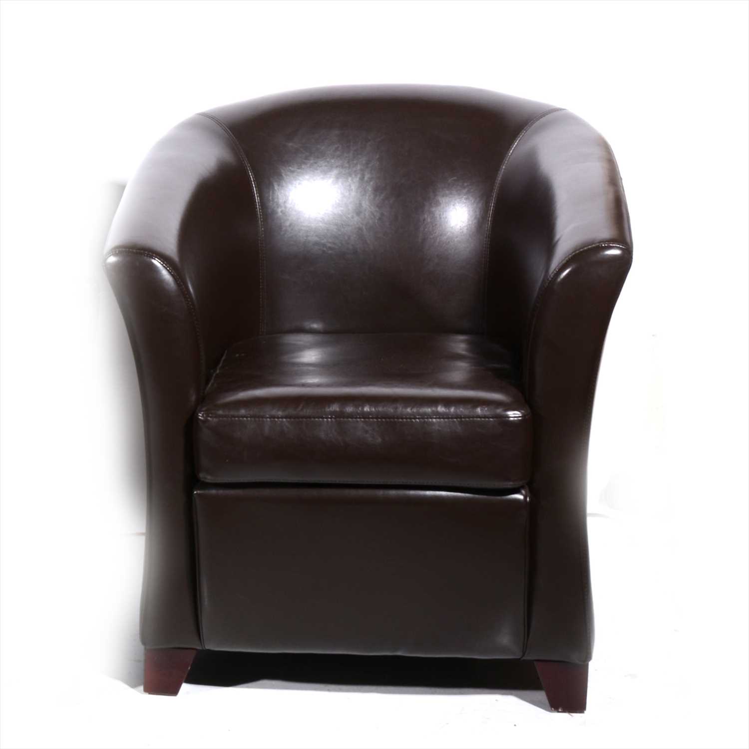 Lot 338 - A contemporary brown leather tub chair