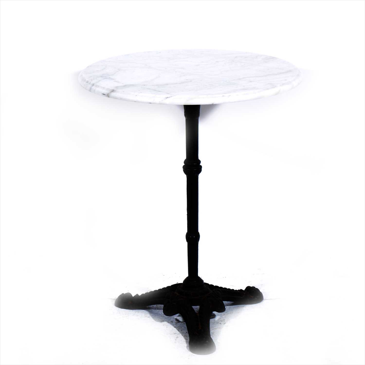 Lot 429 - A cast iron pub table, circular marble top,