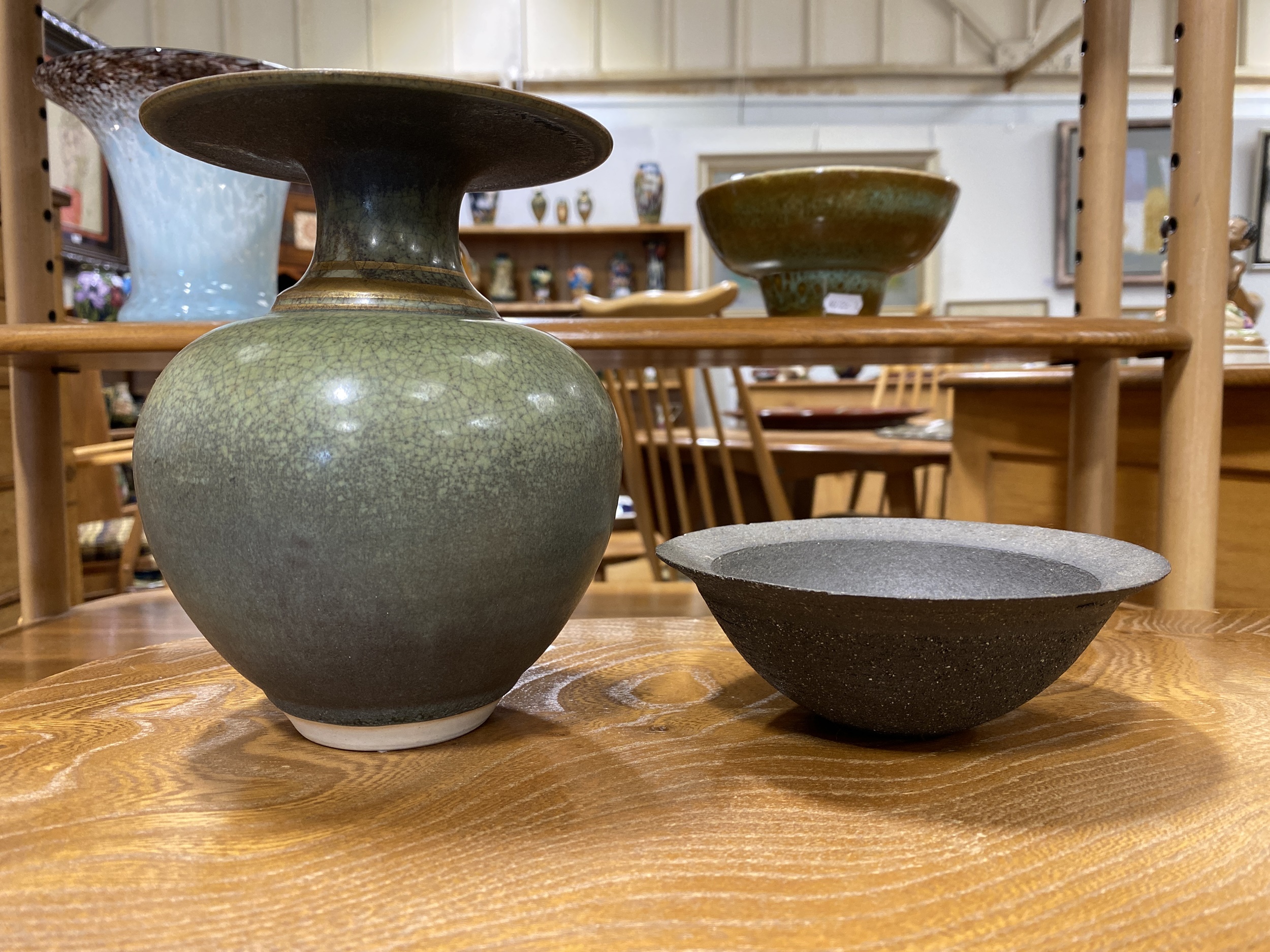 Lot 674 - A studio pottery porcelain vase by Bridget