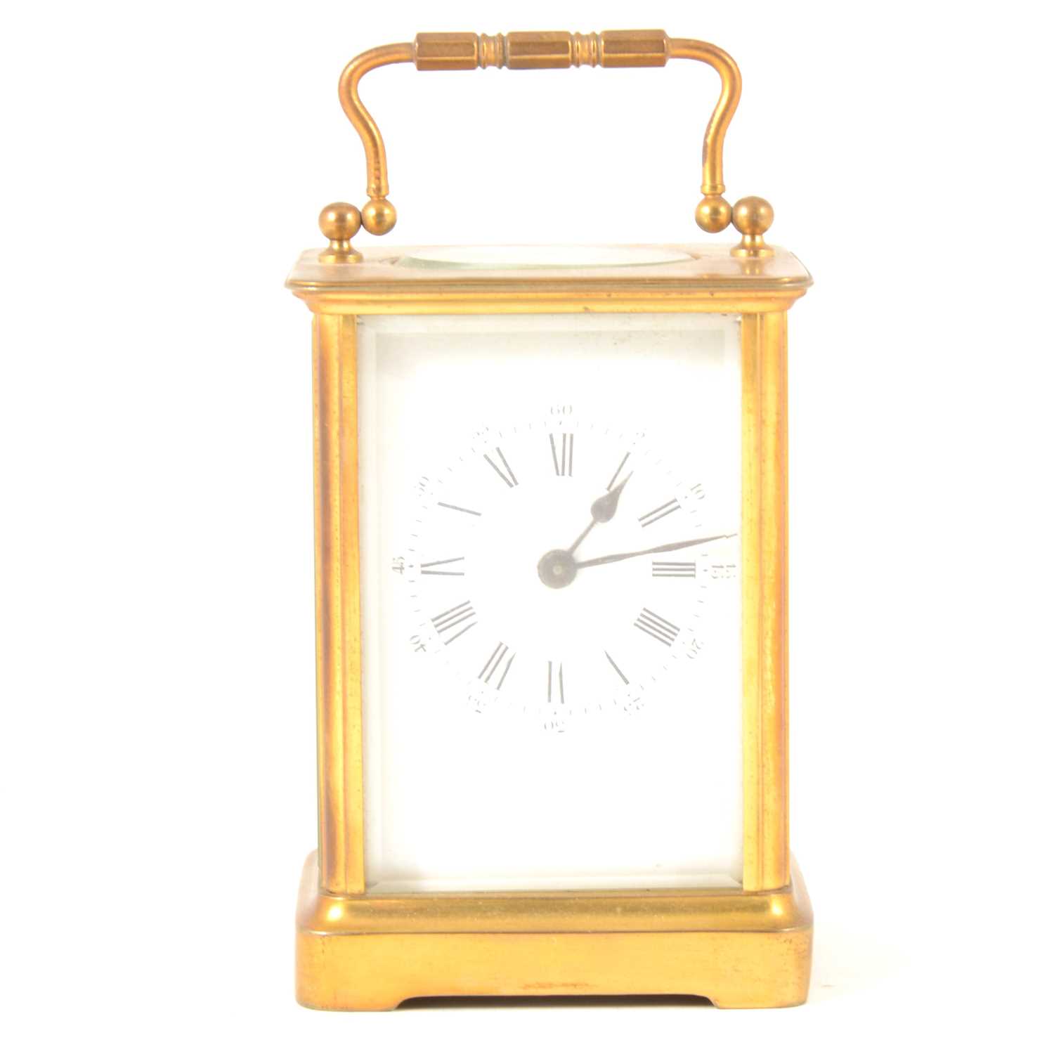 Lot 1414 - A French brass carriage clock, stamped