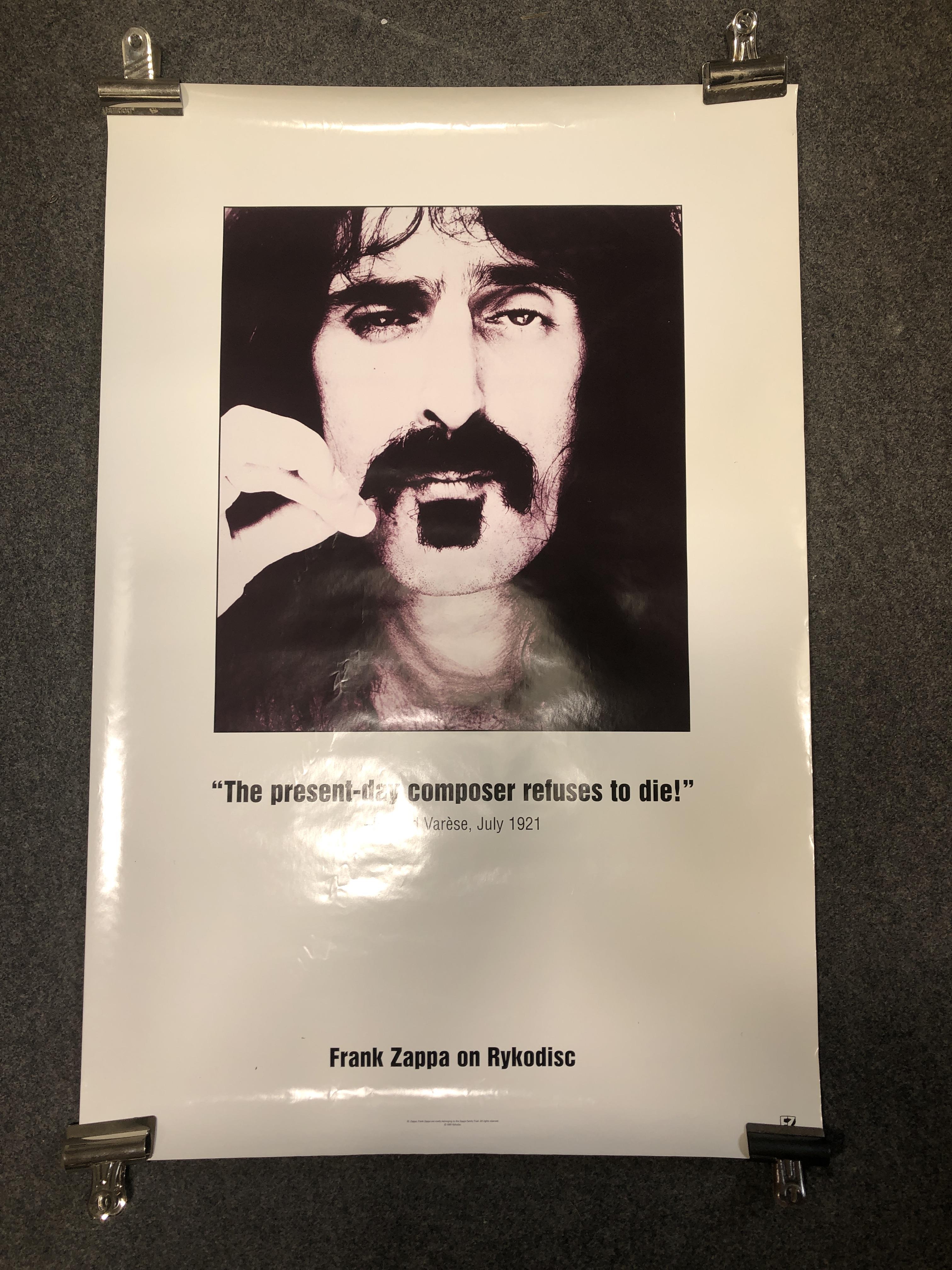 Lot 99 - Six music posters; including Frank Zappa, Bob
