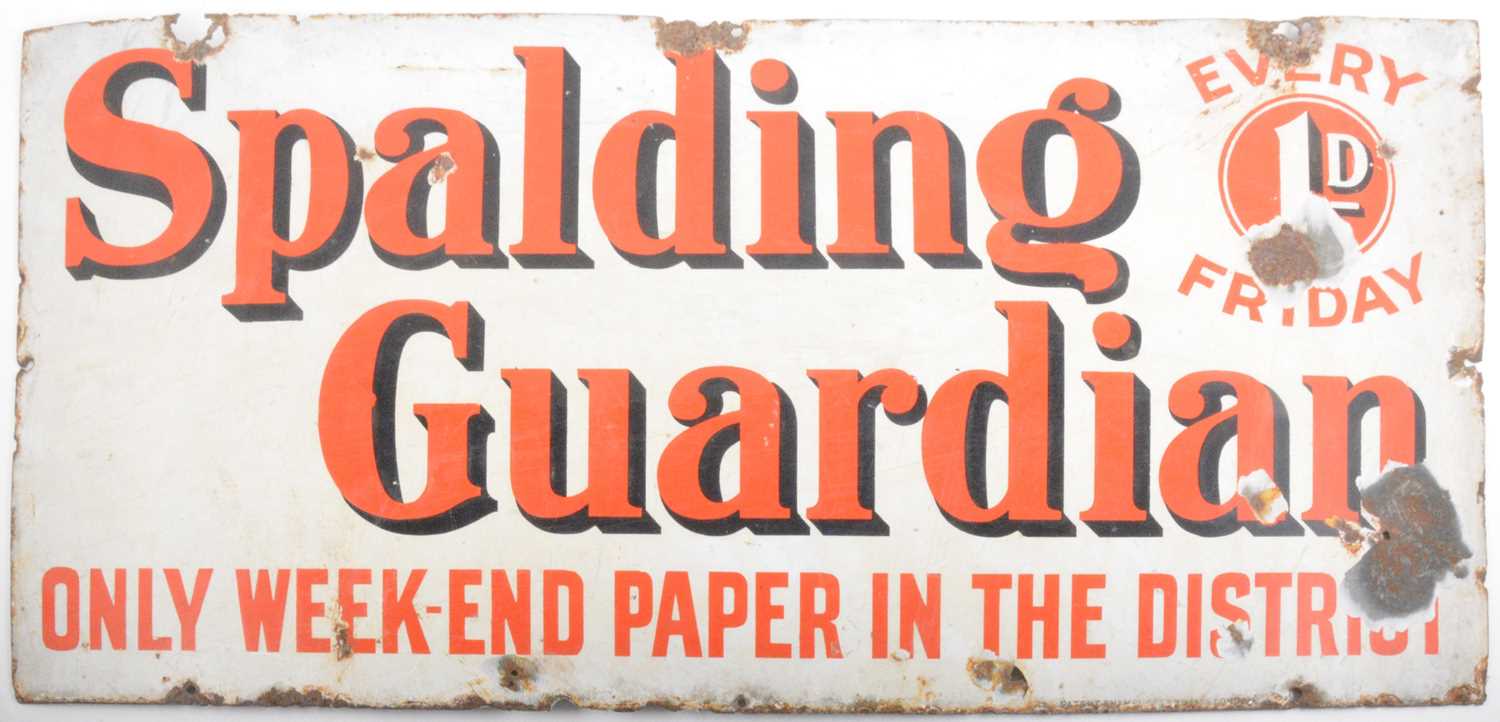 Lot 144 - Advertising Spalding Guardian enamel sign,