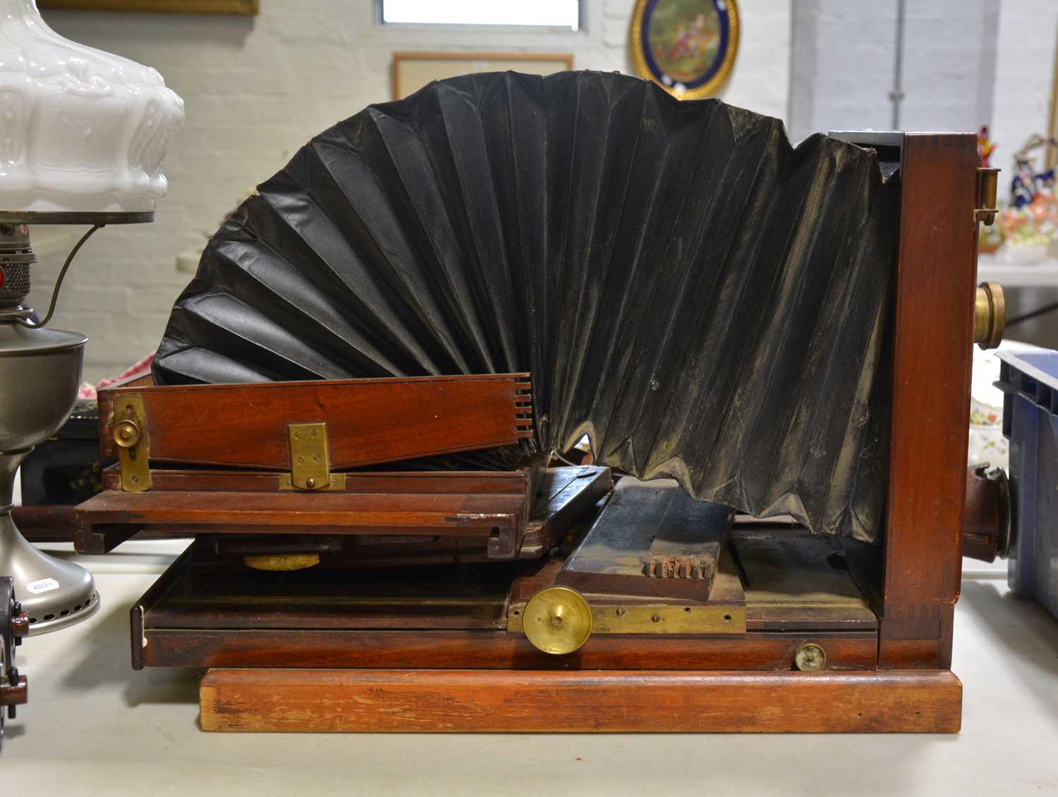 Lot 139 - Victorian mahogany cased plate camera,