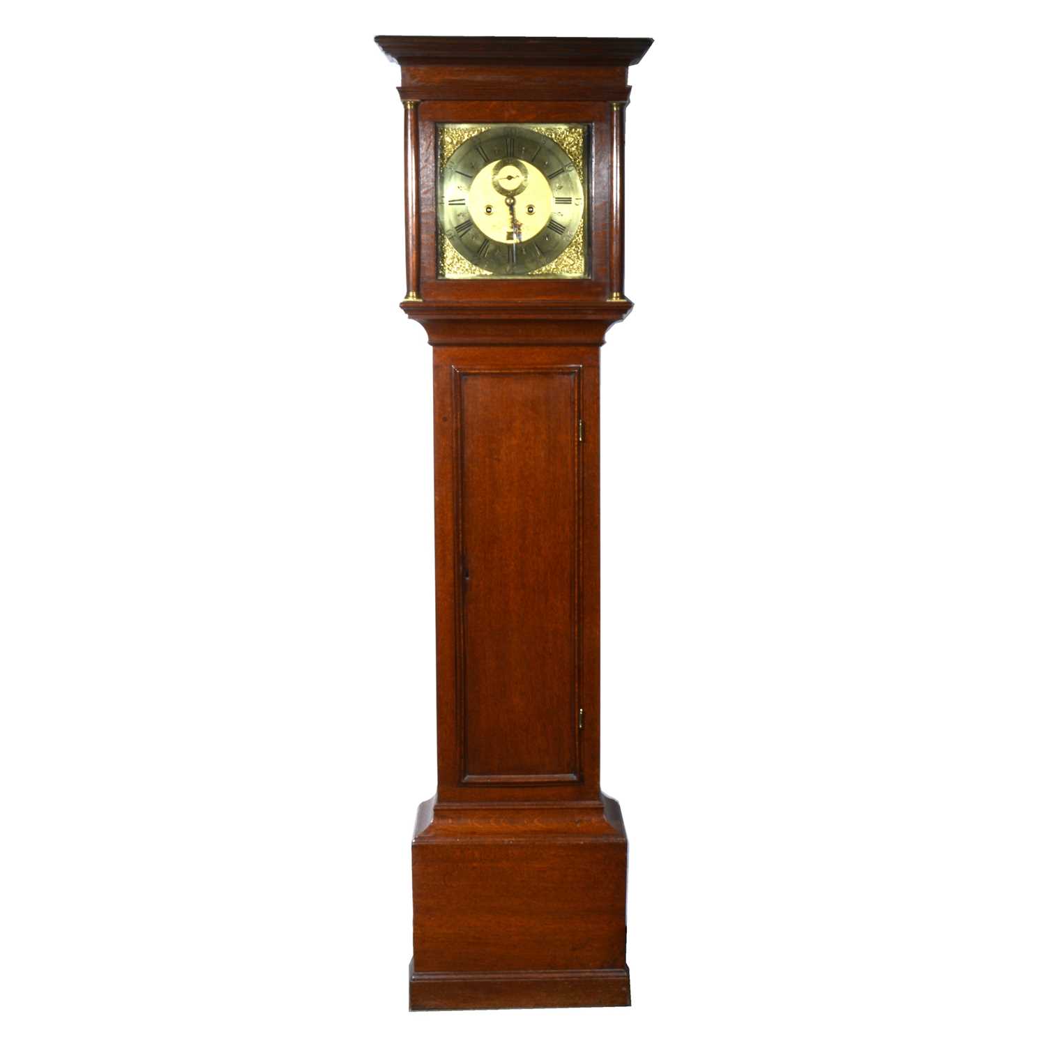 Lot 567 - Oak longcase clock dial signed Thomas