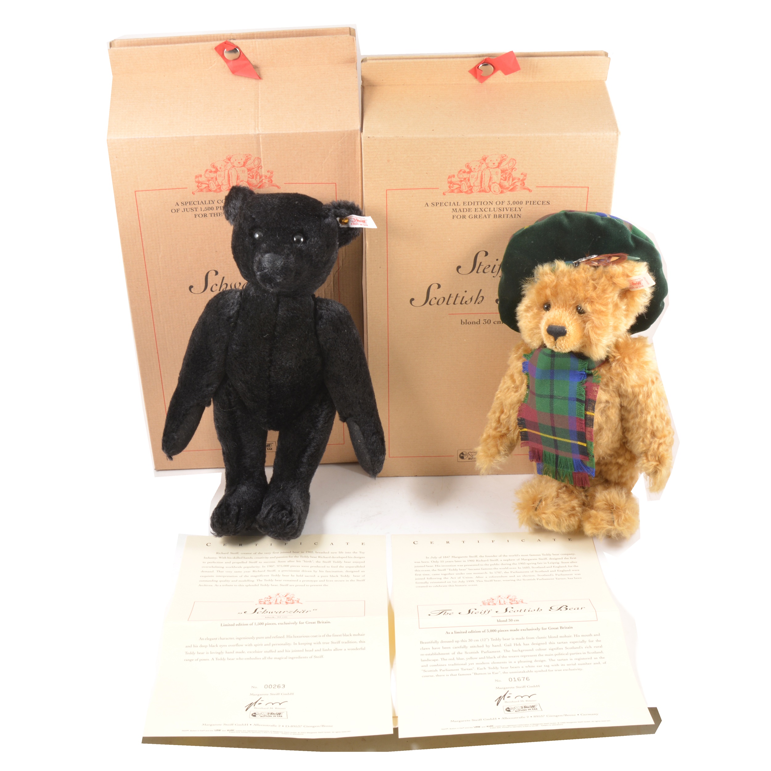 Lot 42 - Two Modern Steiff teddy bears; Scottish bear