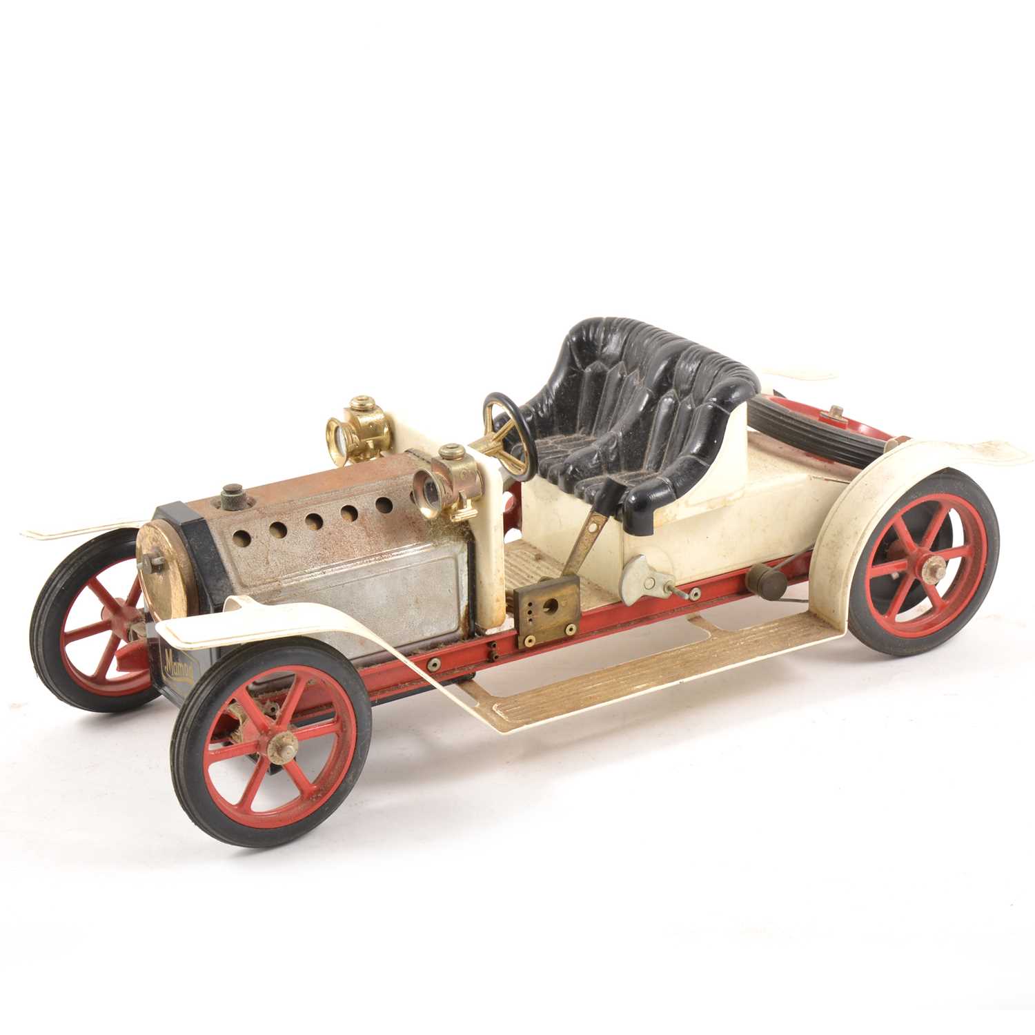 Lot 203 - Mamod live steam Roadster car; white body,