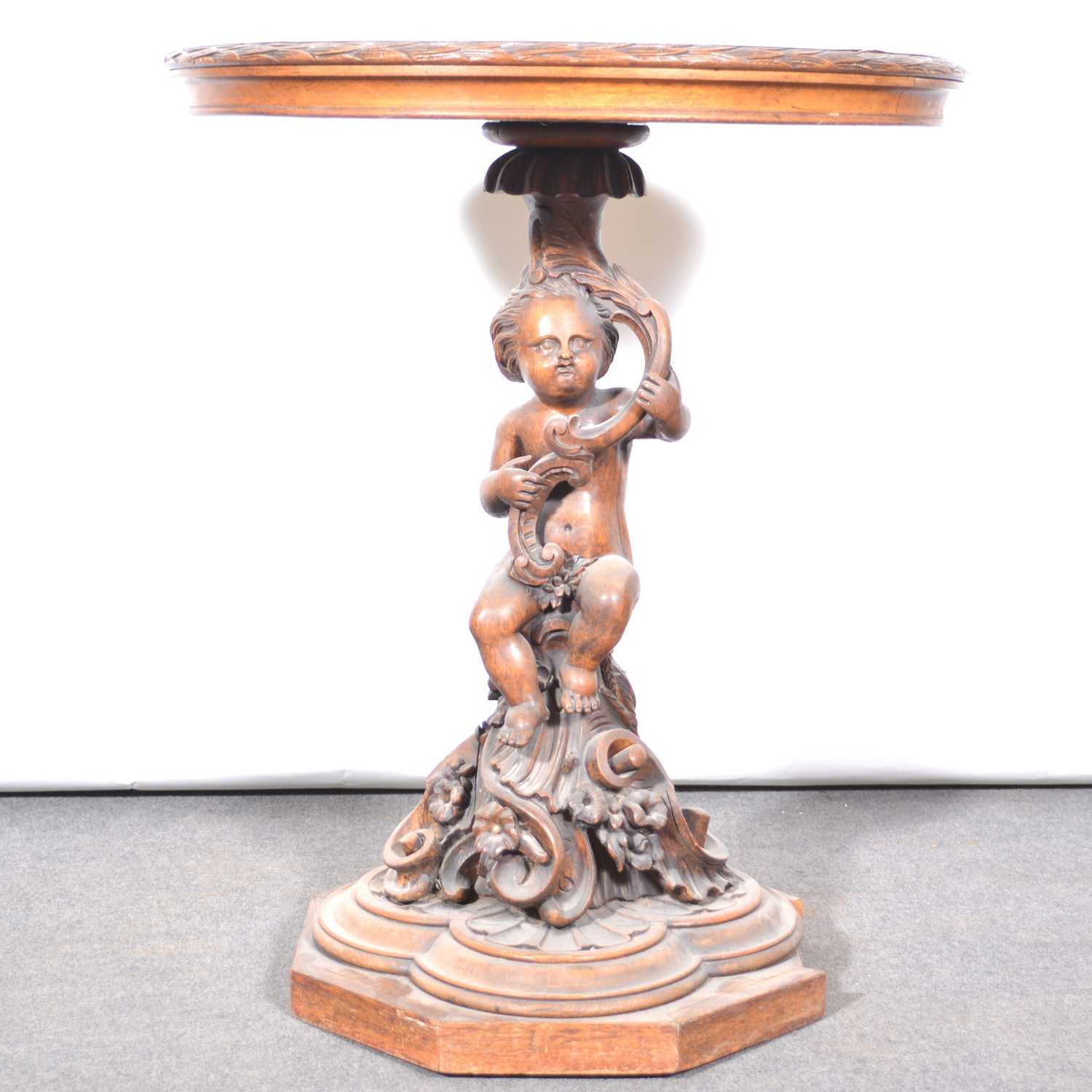 Lot 437 - Victorian oak grotto pedestal,