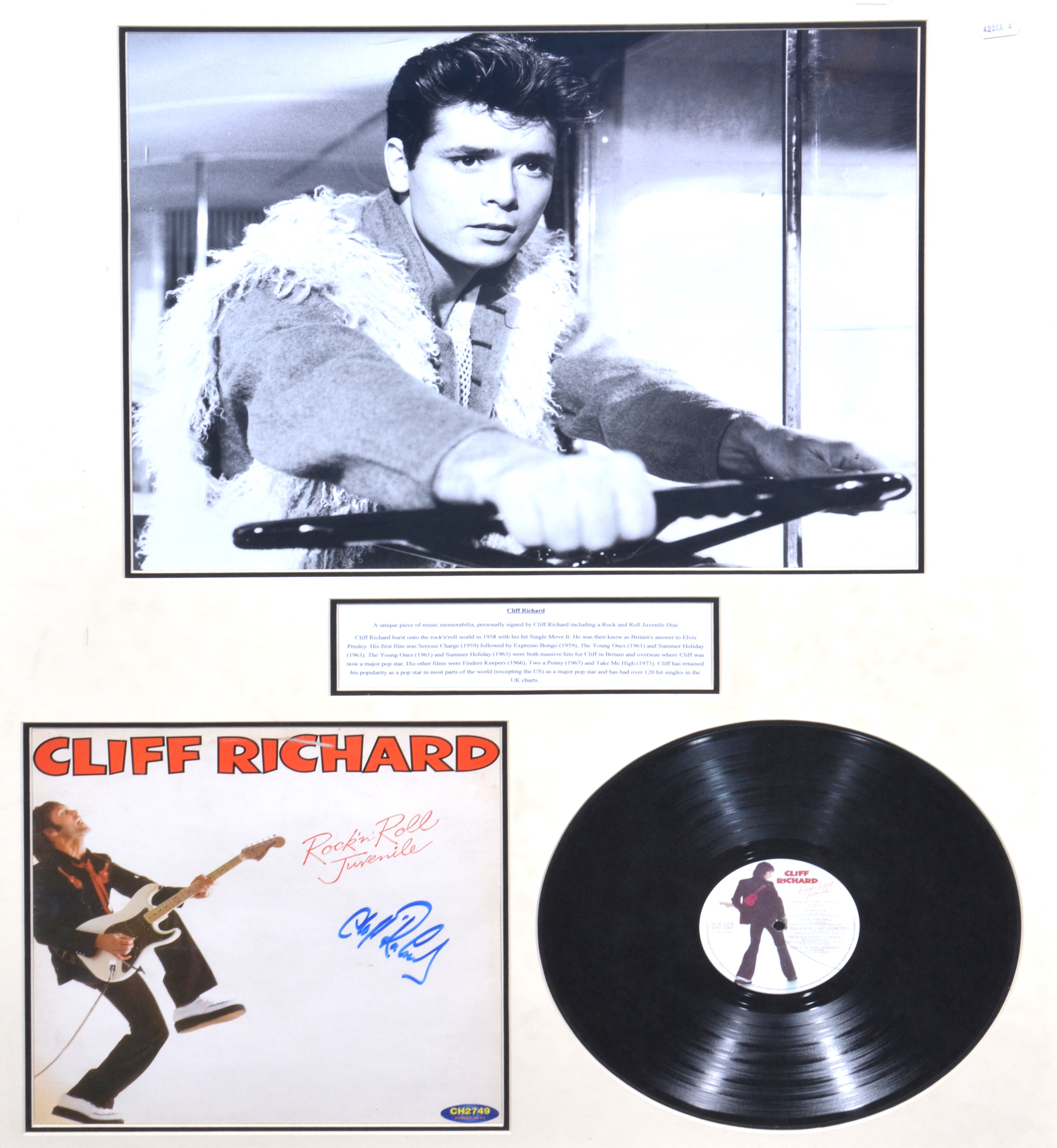 Lot 159 - Two framed signatures; Cliff Richard and