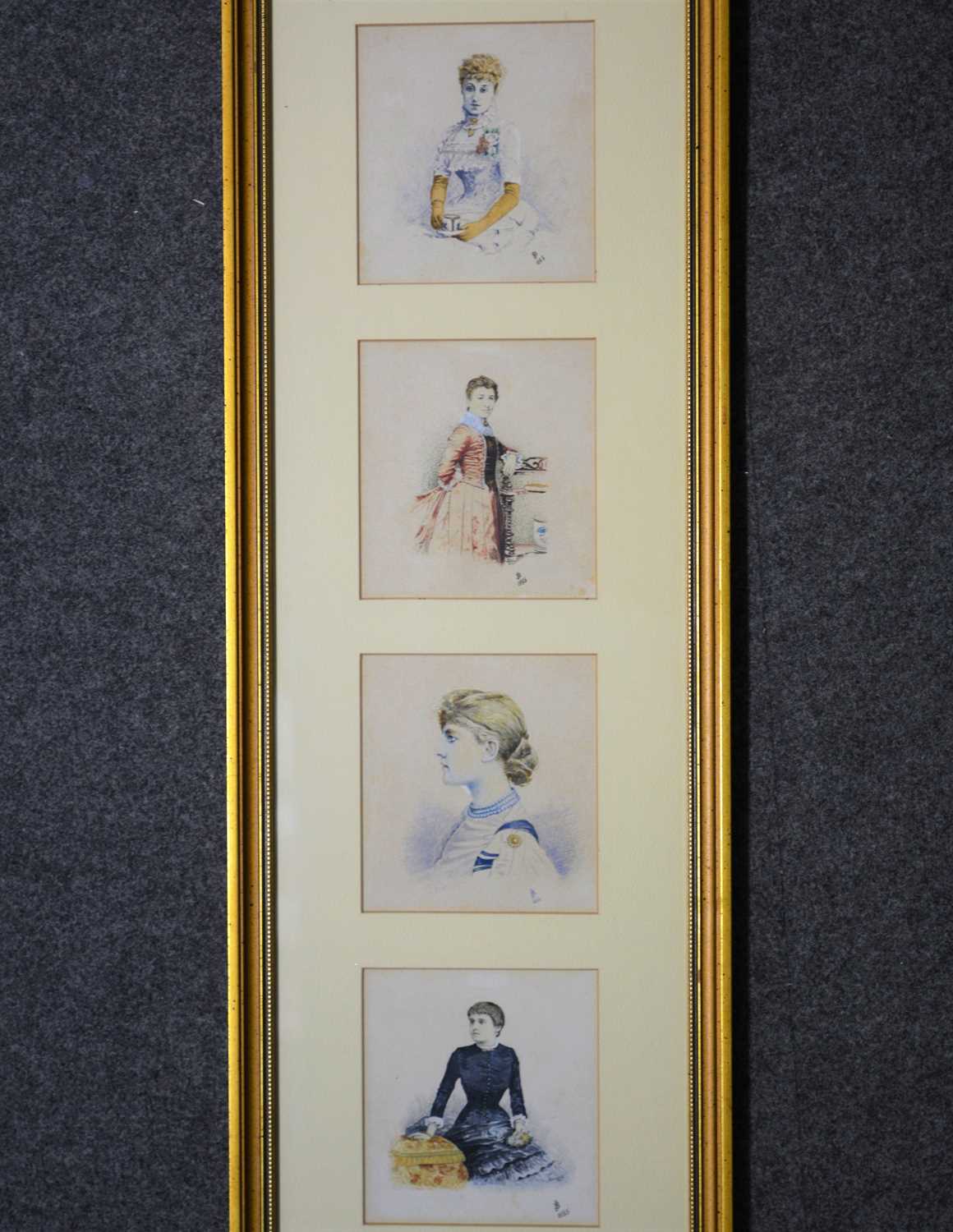Lot 412 - Monogrammist JHB [?], four portraits mounted
