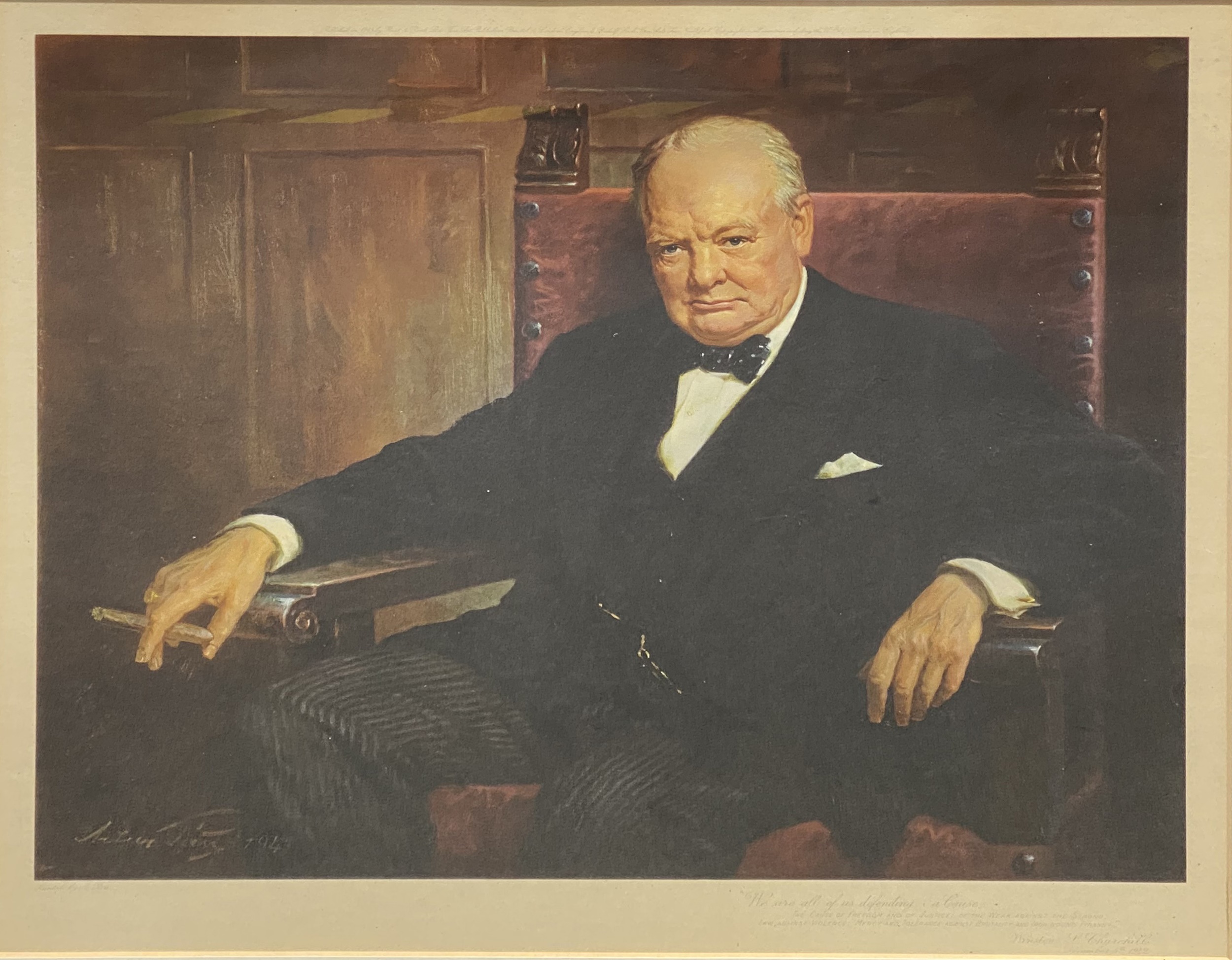 Lot 351 - After Pan, Winston Churchill, colour print,