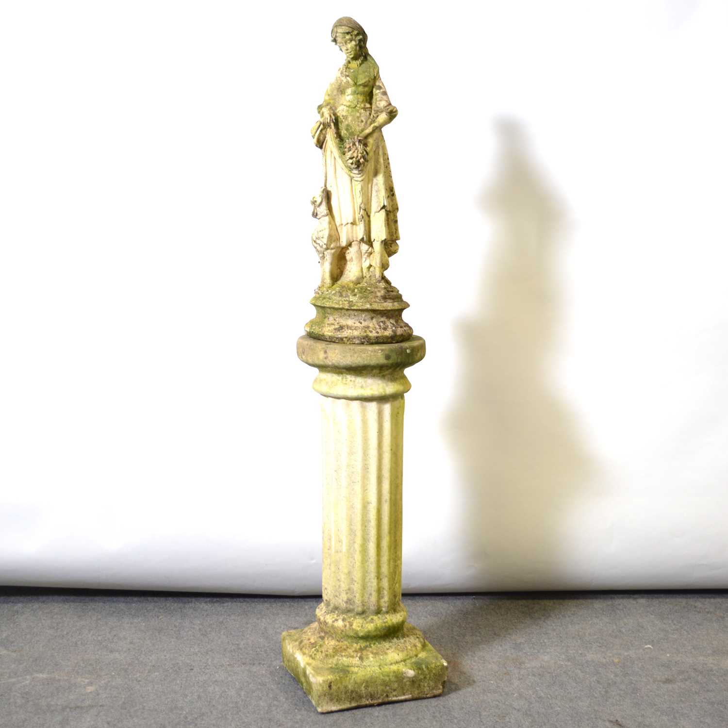 Lot 223 - Reconstituted stone figure of a maiden, on a