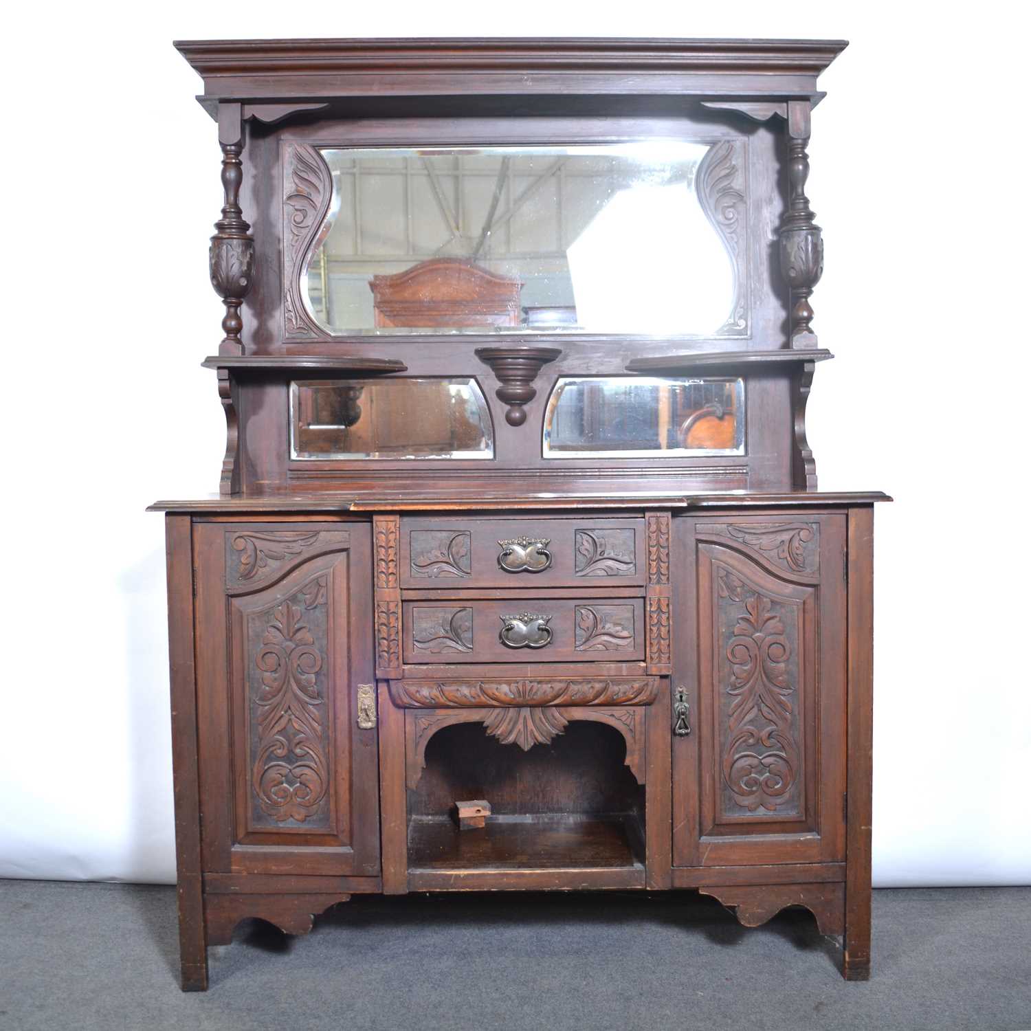 Lot 541 - Victorian walnut mirror-back sideboard,