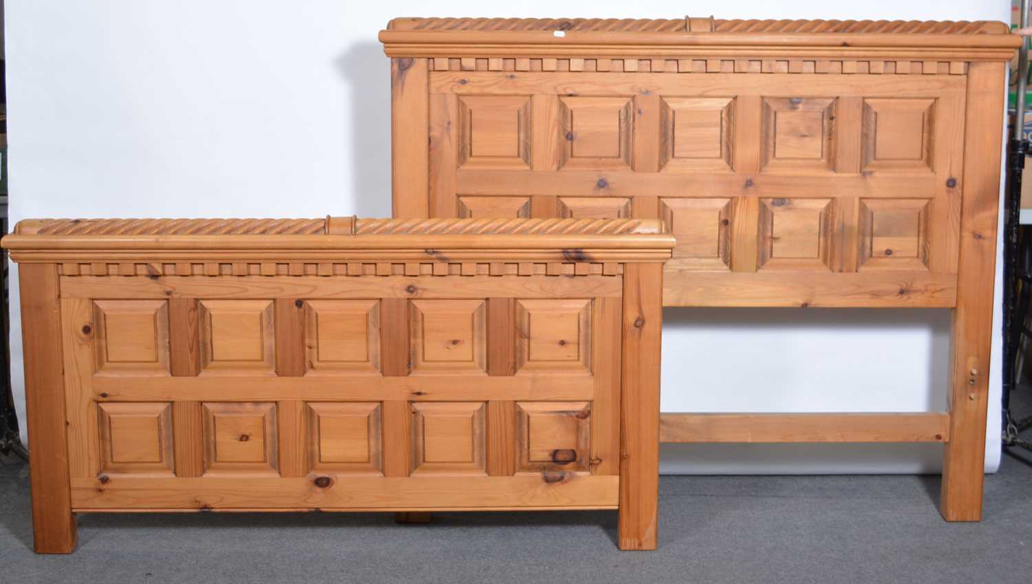 Lot 588 - Revival pine double bedstead,